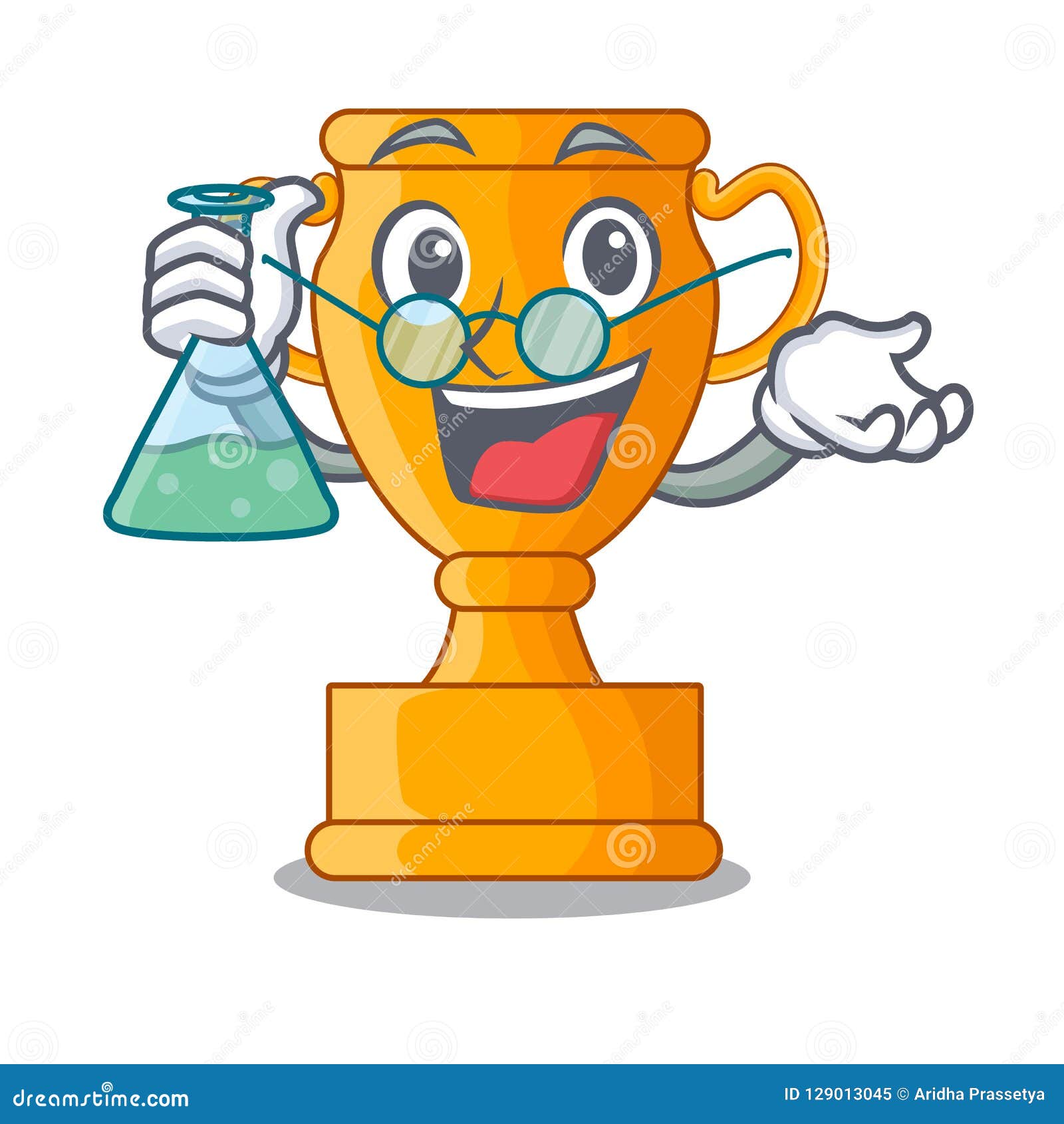 Professor Cartoon Trophy Cup with Star on Cyan Stock Vector ...