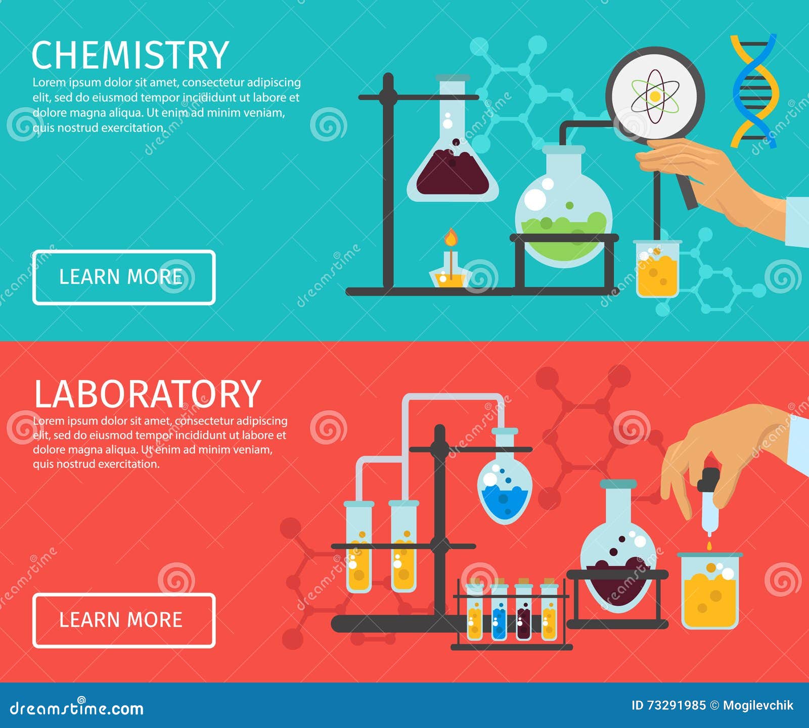 Professor of Chemistry Flat Banner Set Stock Vector - Illustration of ...