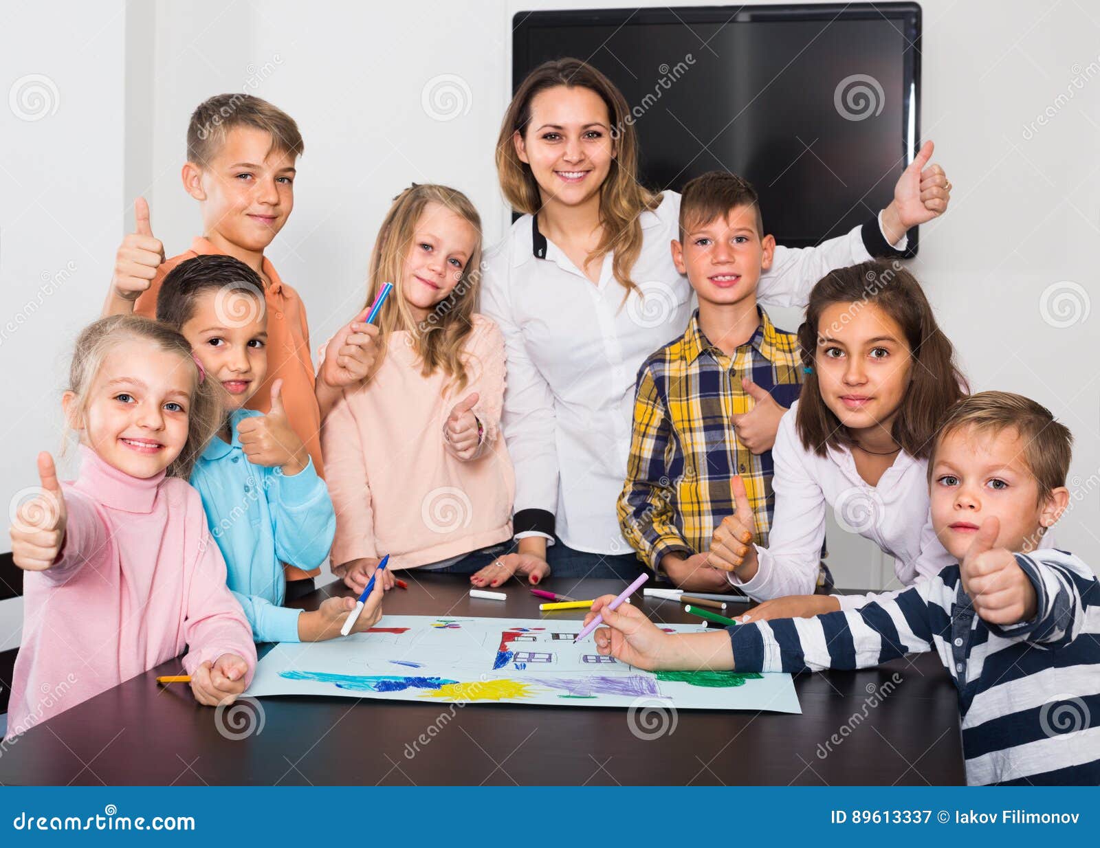 Professor And Children Drawing Stock Photography | CartoonDealer.com ...