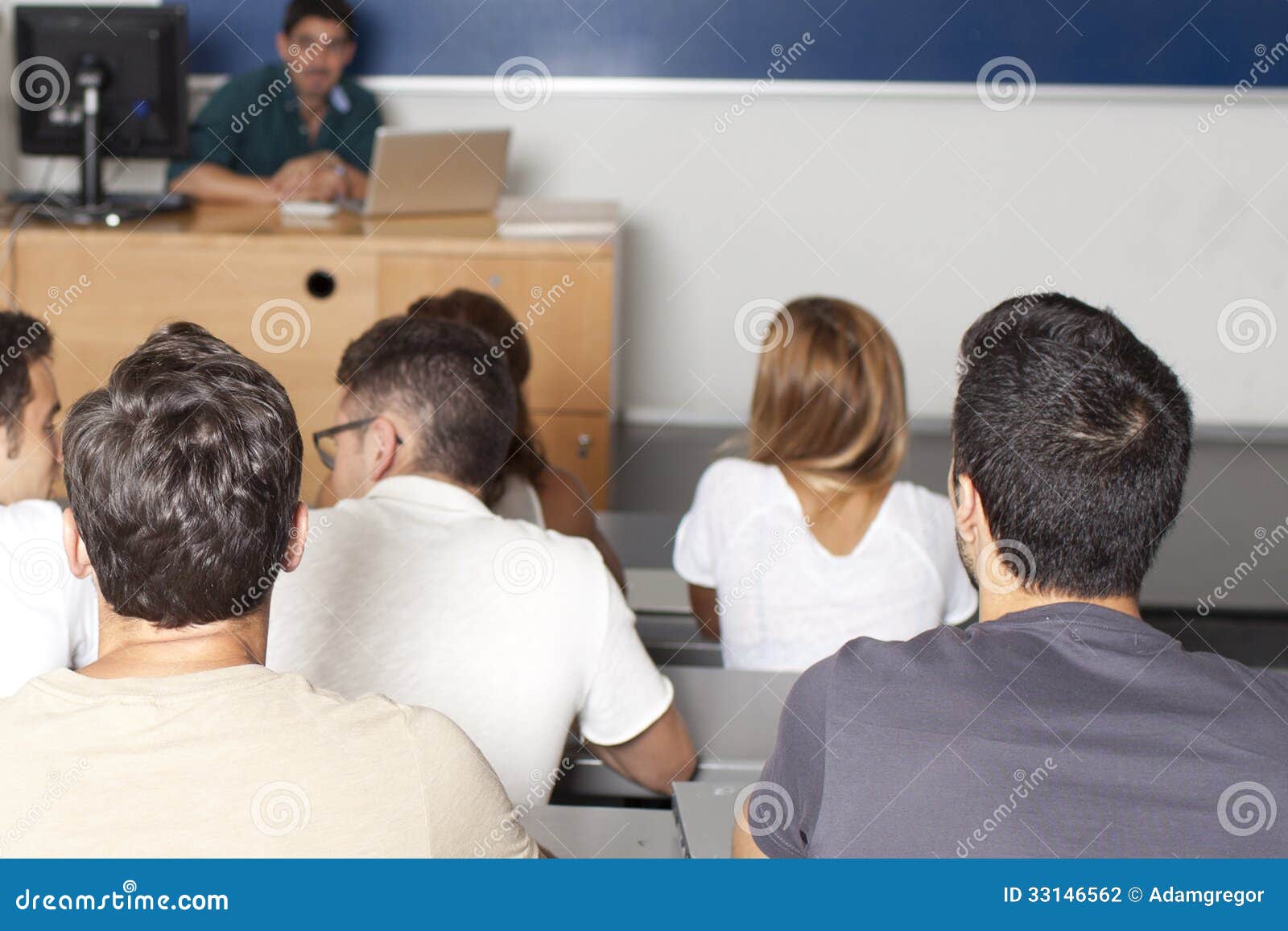 Professor And Students In A Modern Classroom Stock Image ...