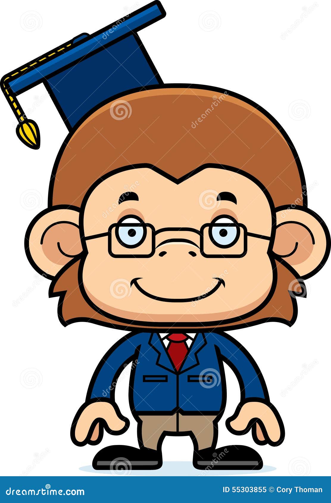Professor De Sorriso Monkey Dos Desenhos Animados Ilustração do Vetor ...