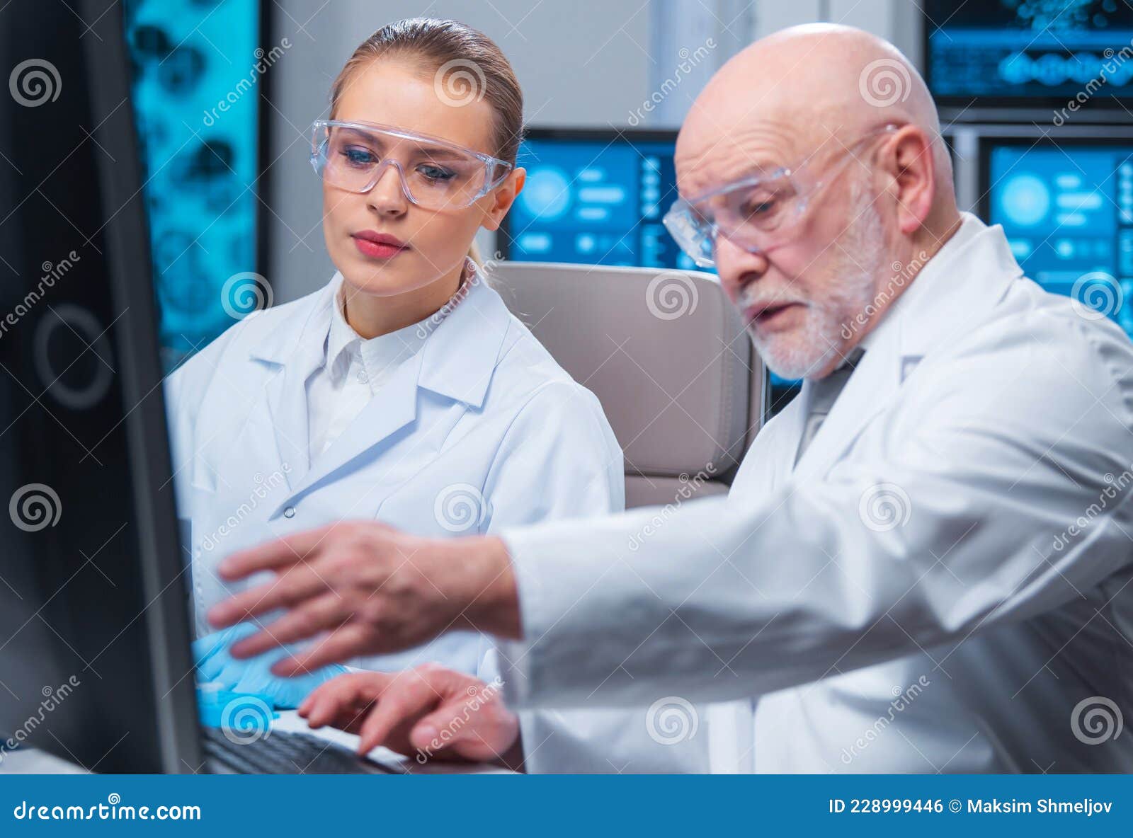 Professor and Doctor Work in a Modern Scientific Laboratory Using ...