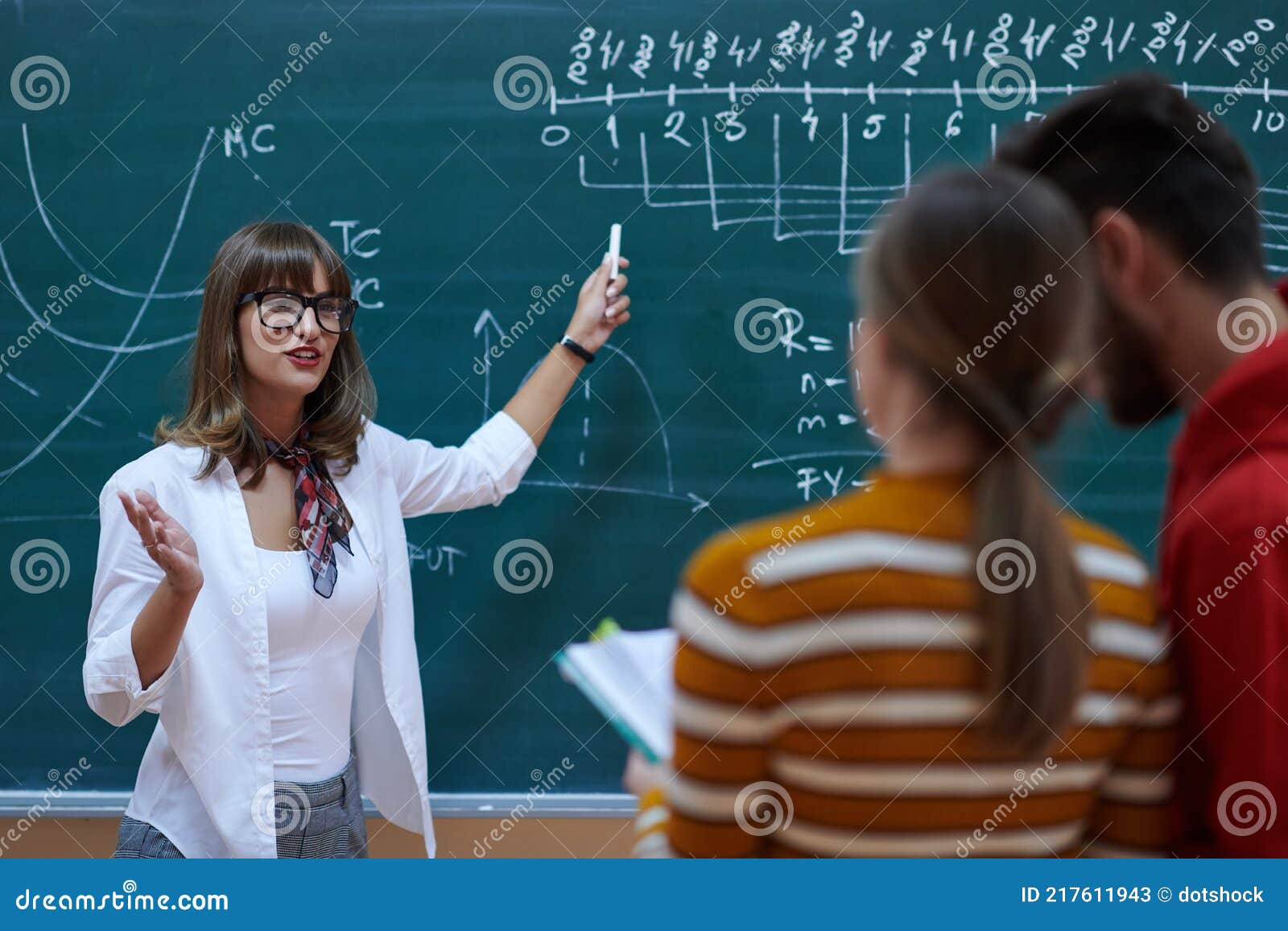 The Professor Explains the Task on the Board Stock Image - Image of ...
