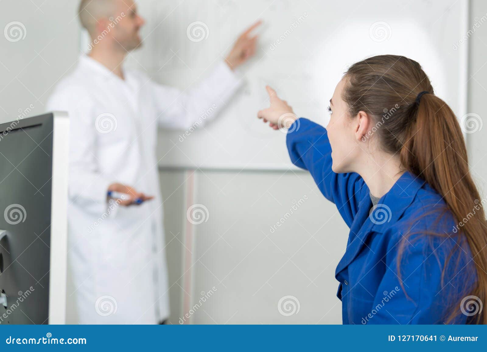 Professor and Female Engineering Student Stock Image - Image of hand ...
