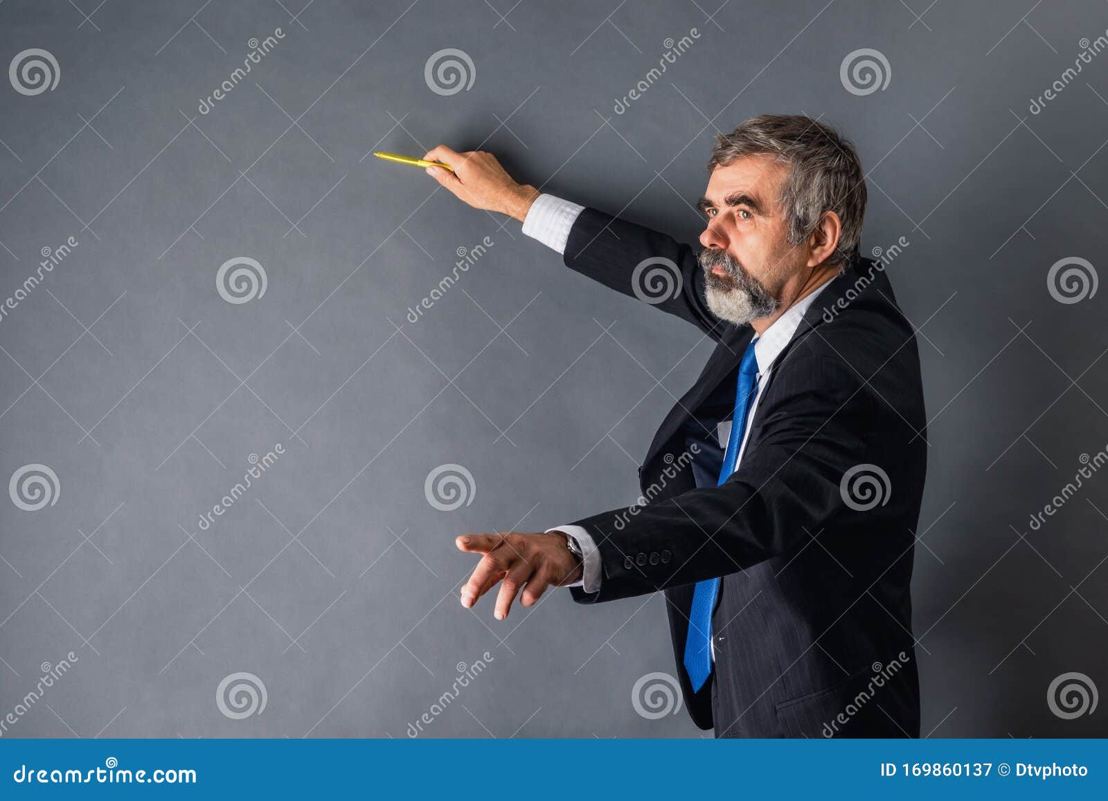 The Professor Gives Lecture, Explains the Teaching Material, Pointing ...