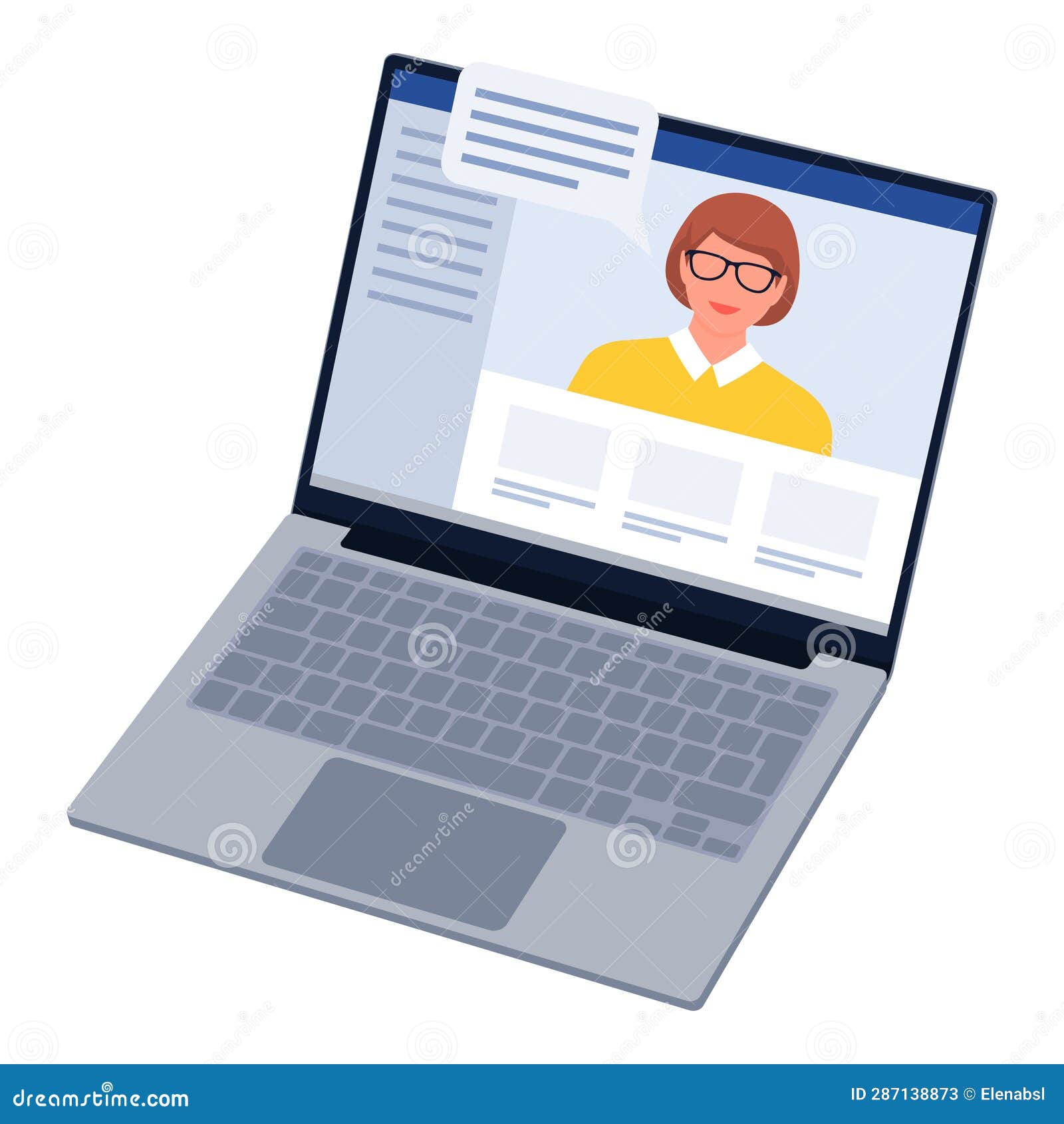 Professor Giving Classes on Video Call Stock Vector - Illustration of ...