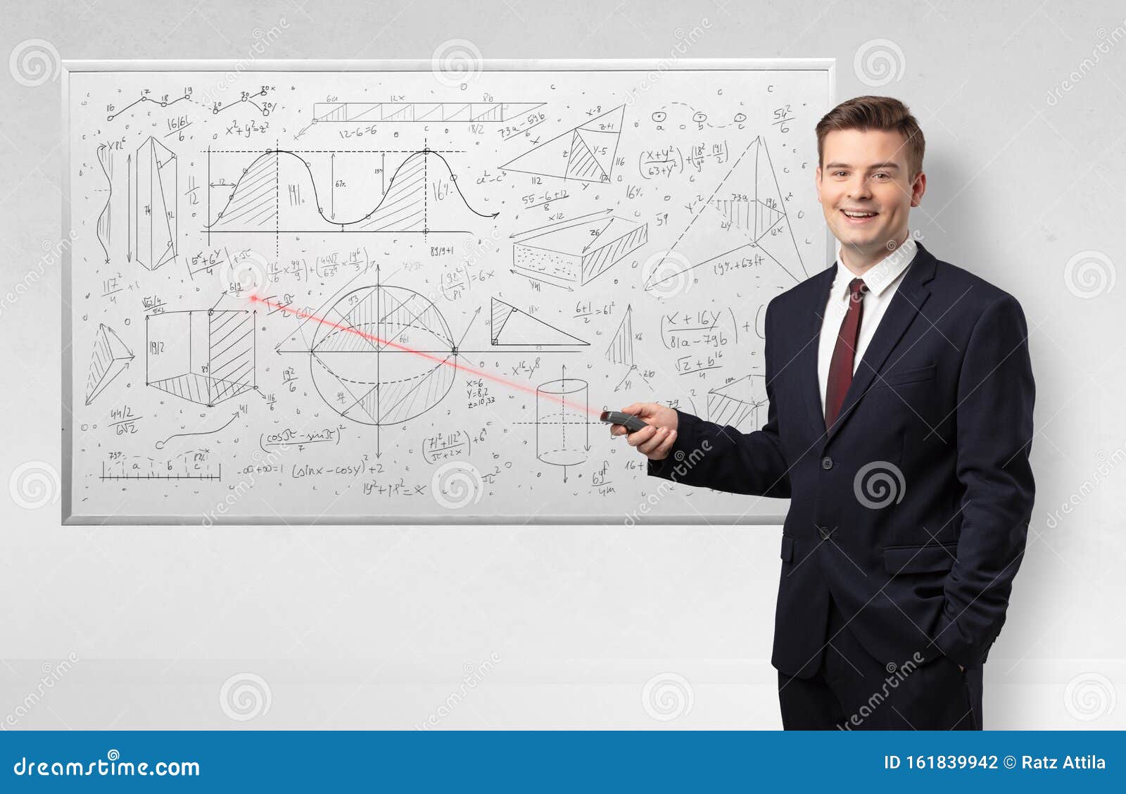 Professor on Whiteboard Teaching Geometry Stock Photo - Image of data ...