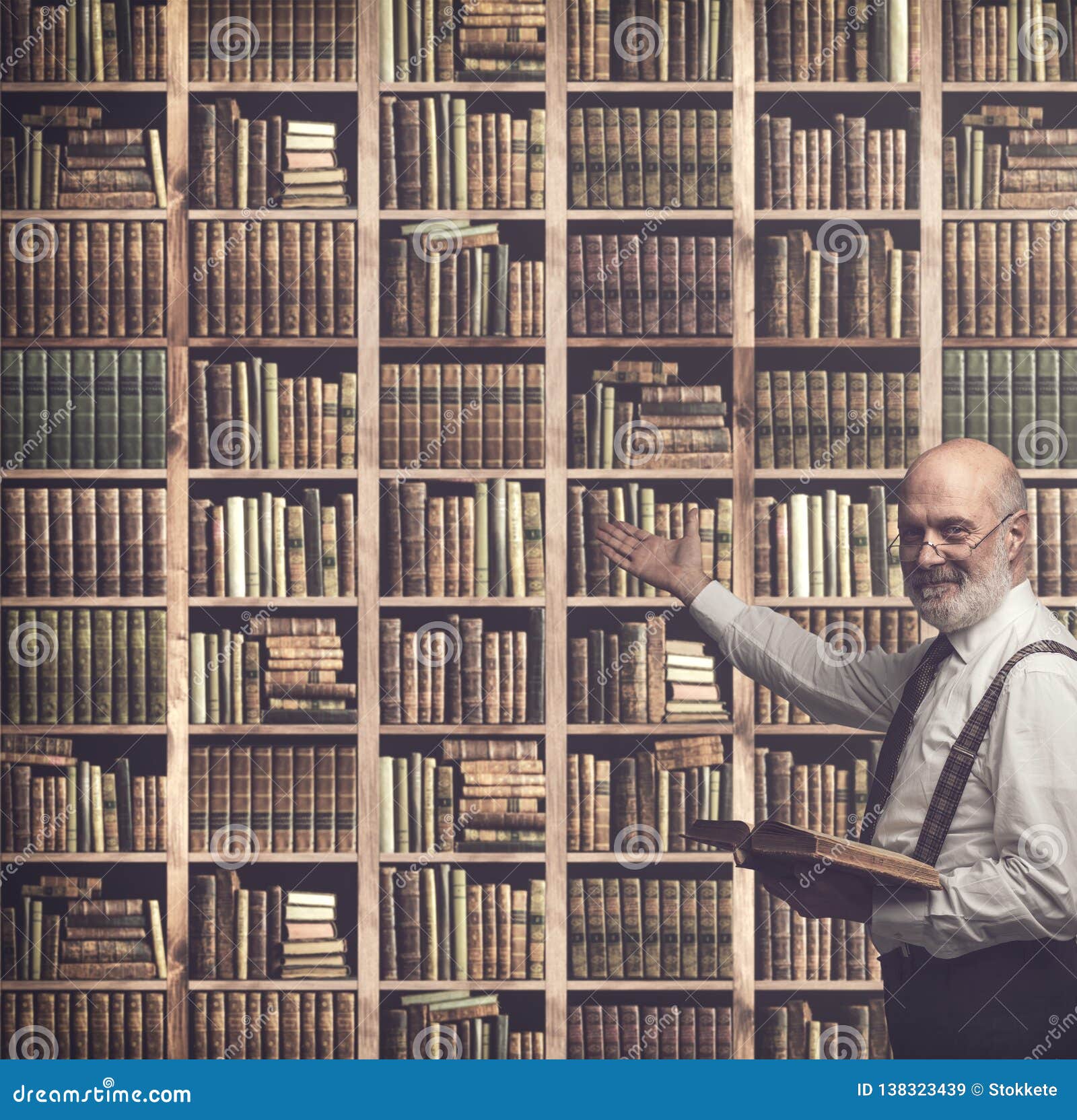 Professor in the library stock image. Image of educator - 138323439