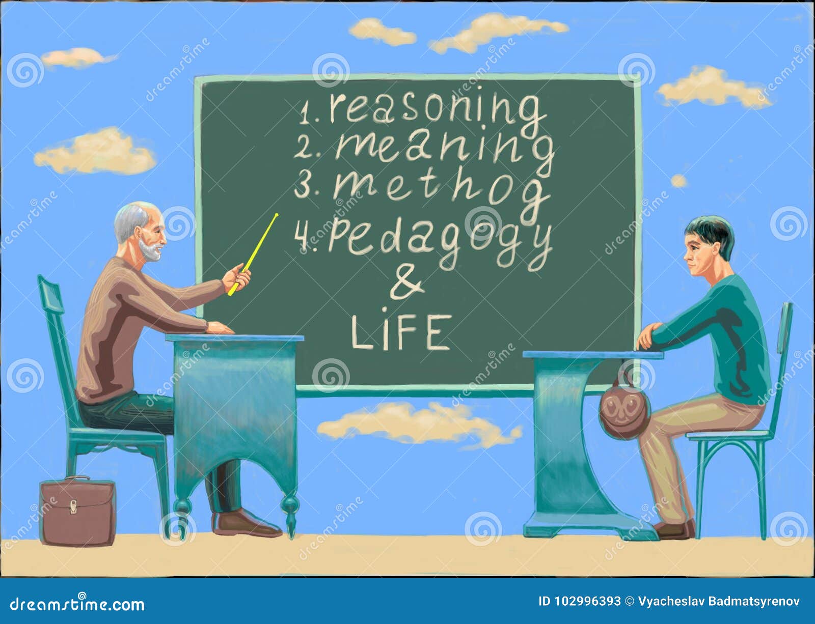 A Professor with a Man Teaching Stock Illustration - Illustration of ...