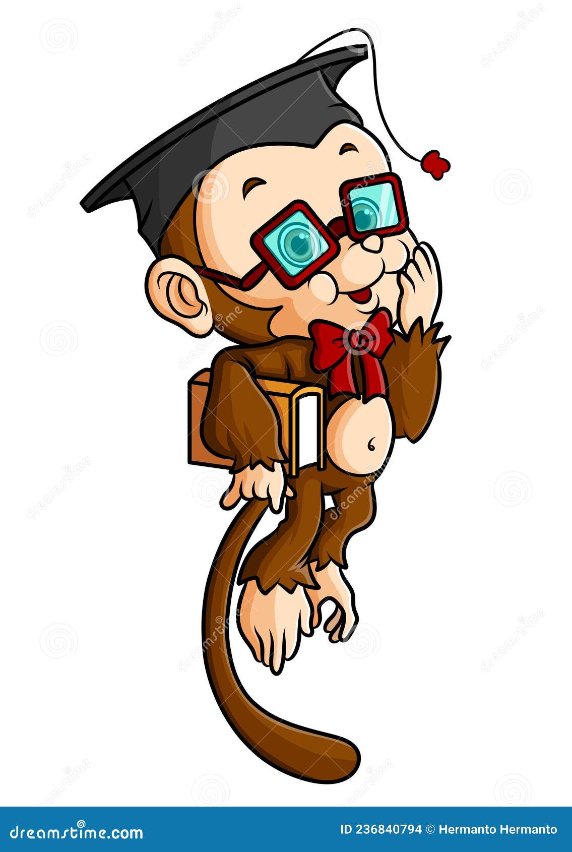 The Professor Monkey is Graduated and Holding a Book Stock Vector ...