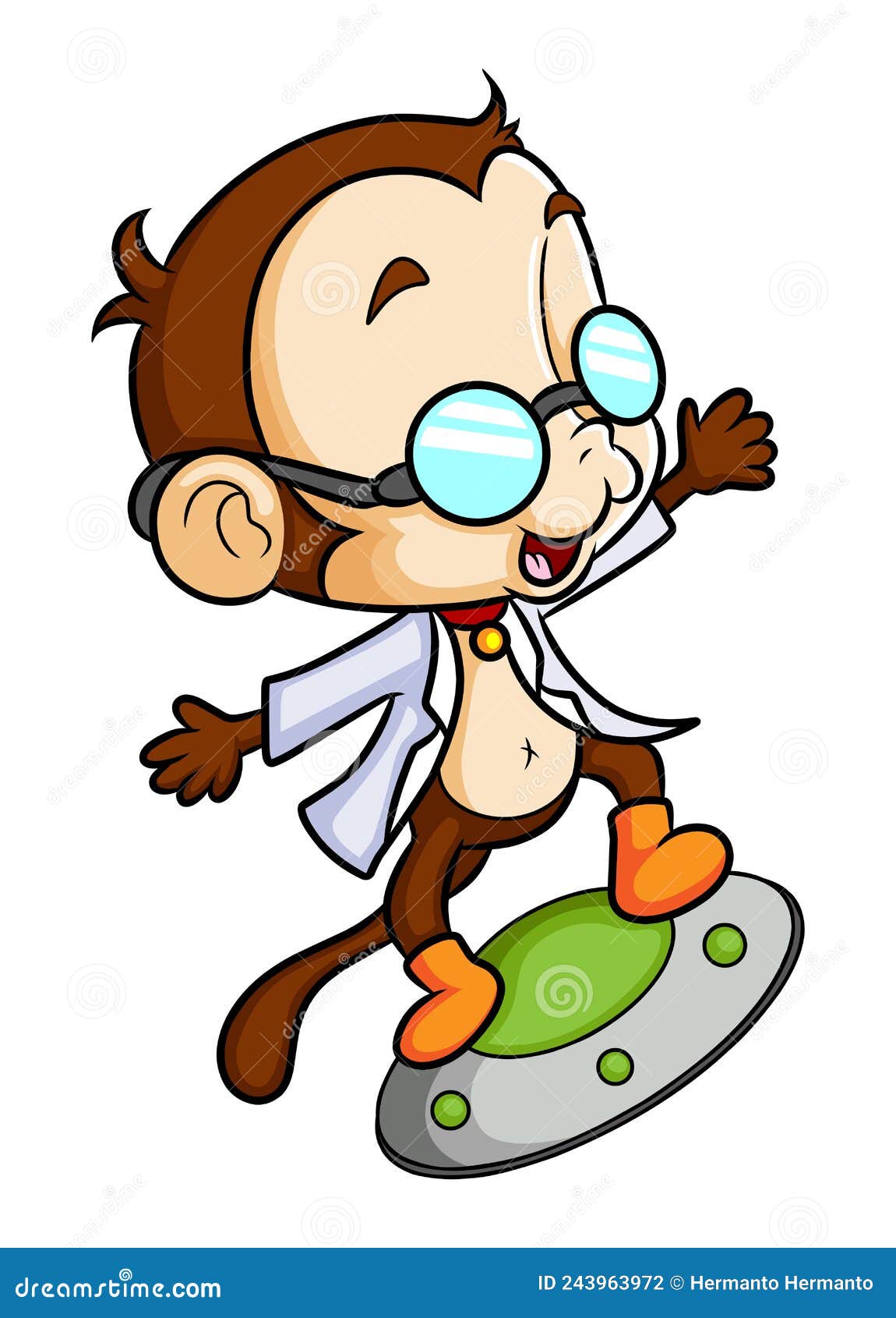 The Professor Monkey is Standing on the Moving Ufo Stock Vector ...