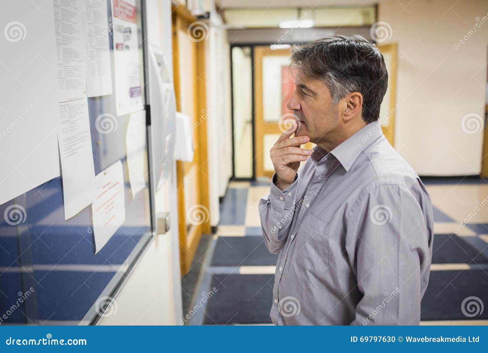 Professor Reading Notice Board Stock Photo - Image of teacher ...