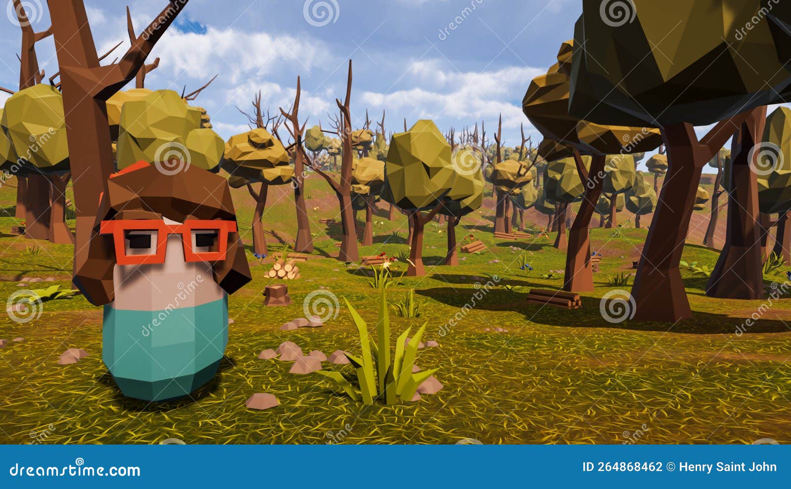 A Professor with Red Glasses in a Virtual Setting and with a Natural ...