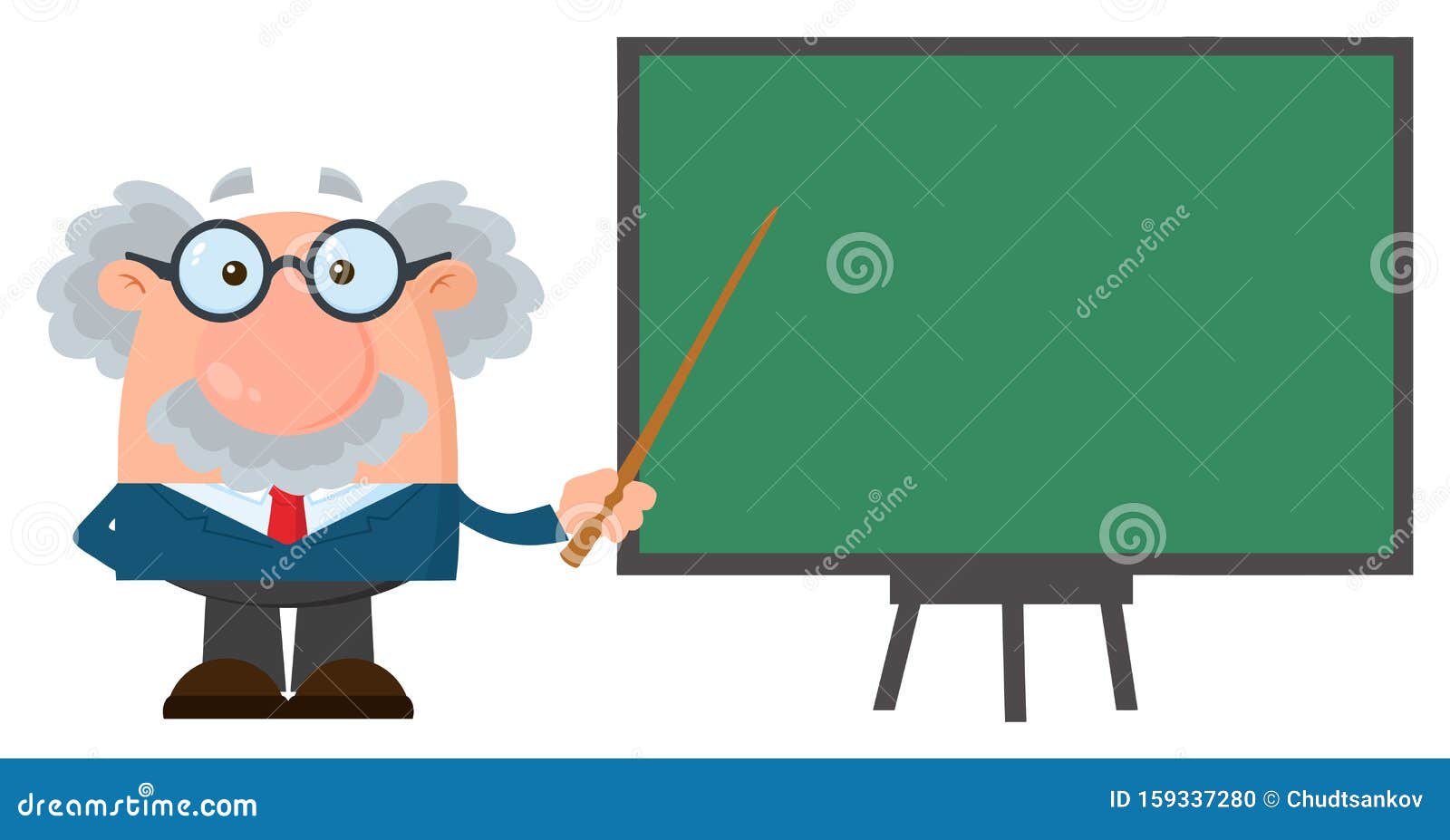 Professor or Scientist Cartoon Character with Pointer Presenting on a ...
