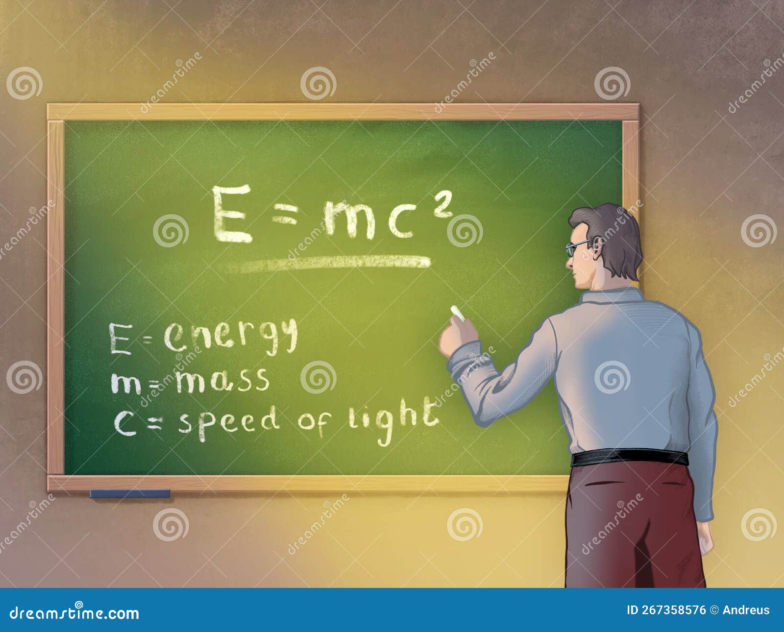 Professor Showing the Relativity Formula Stock Illustration ...