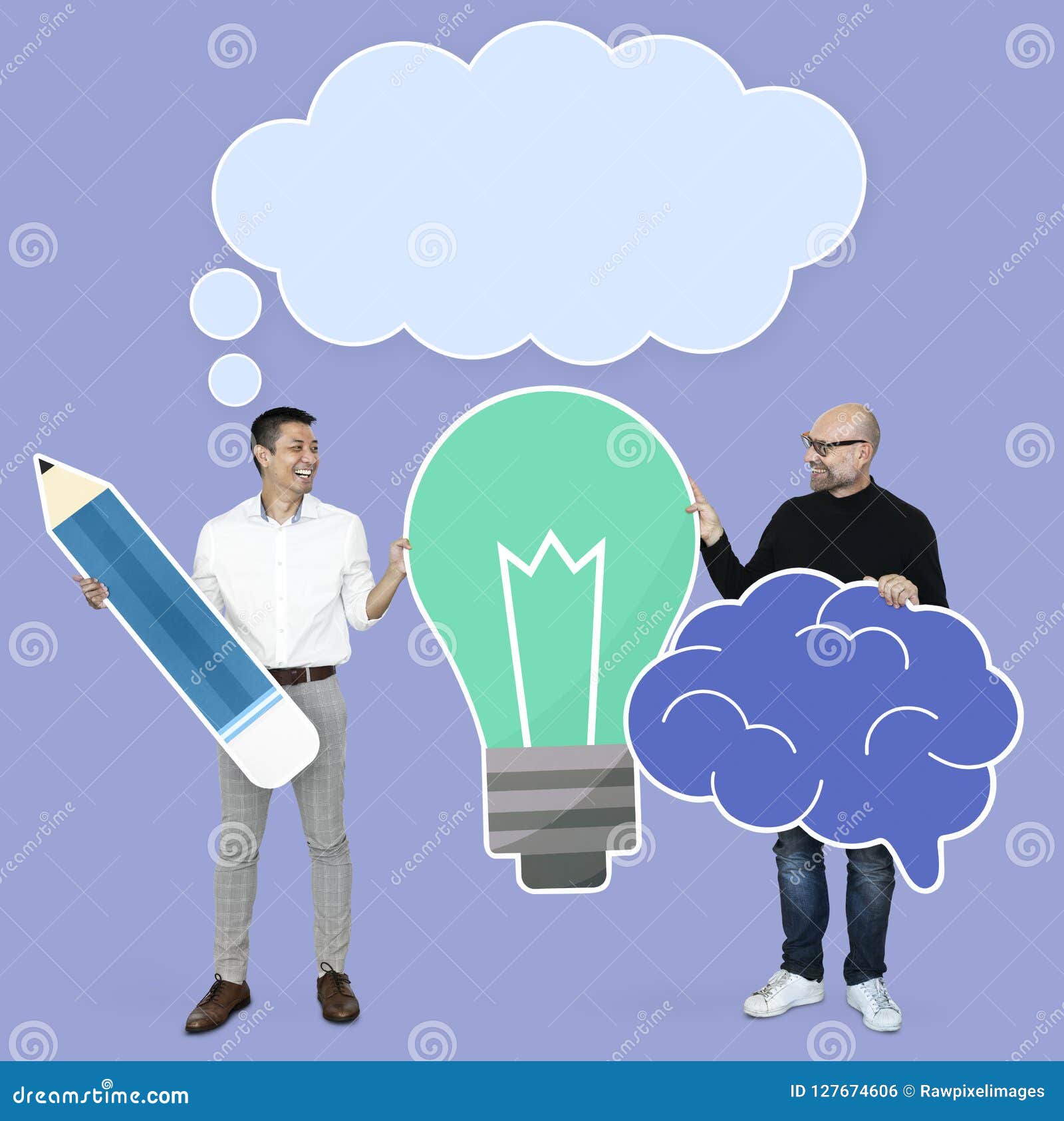 Professor and Student with Bright Ideas Stock Photo - Image of isolated ...