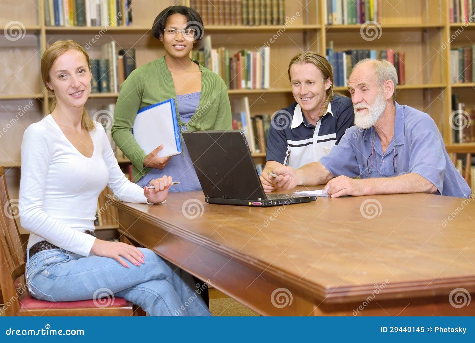 Professor with students stock image. Image of girl, happy - 29440145