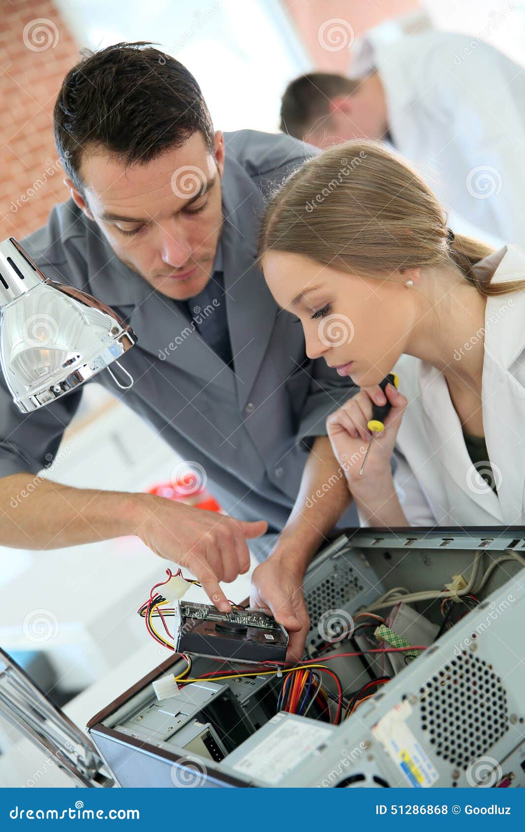 Professor and Students in Computing Class Stock Photo - Image of adult ...