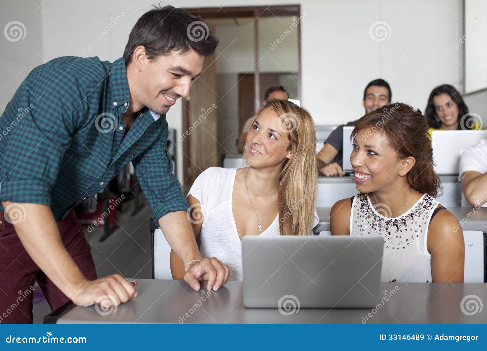Professor with students stock image. Image of learn, helpful - 33146489