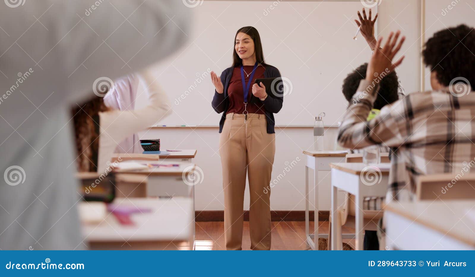 Professor, Students and Question in Classroom for Education, Learning ...