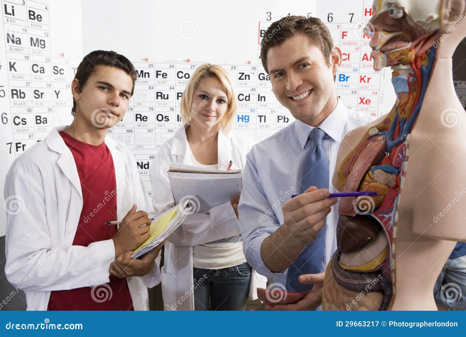 Professor with Students in Science Class Stock Image - Image of ...