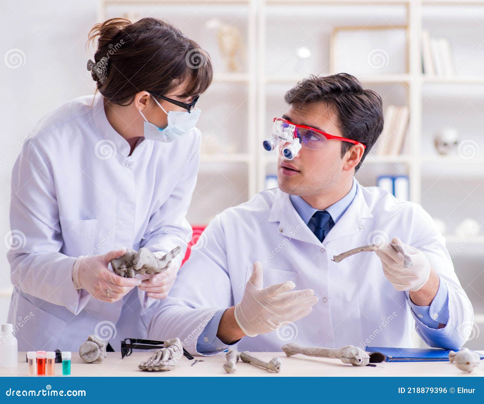 Professor Studying Human Skeleton in Lab Stock Photo - Image of ...