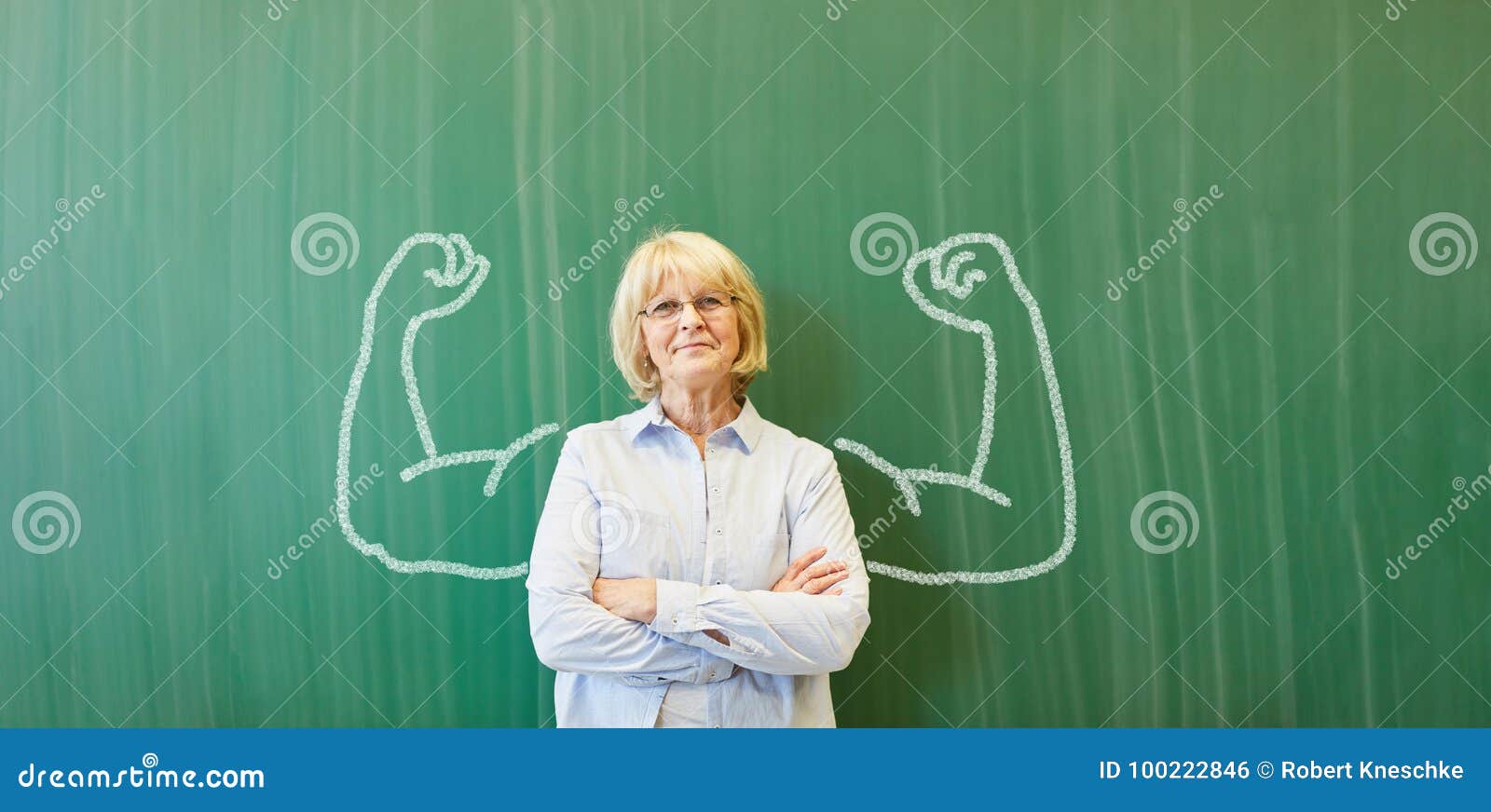 Professor Superior Forte Com Músculos Do Giz Foto de Stock - Imagem de ...