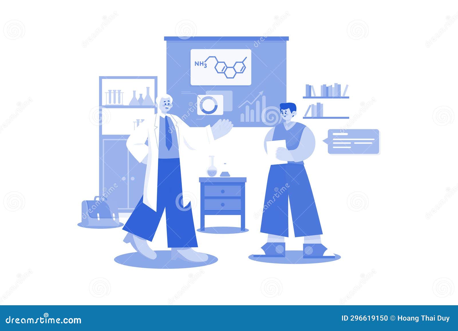 Professor Teaching Chemistry To a Fellow Student Stock Vector ...