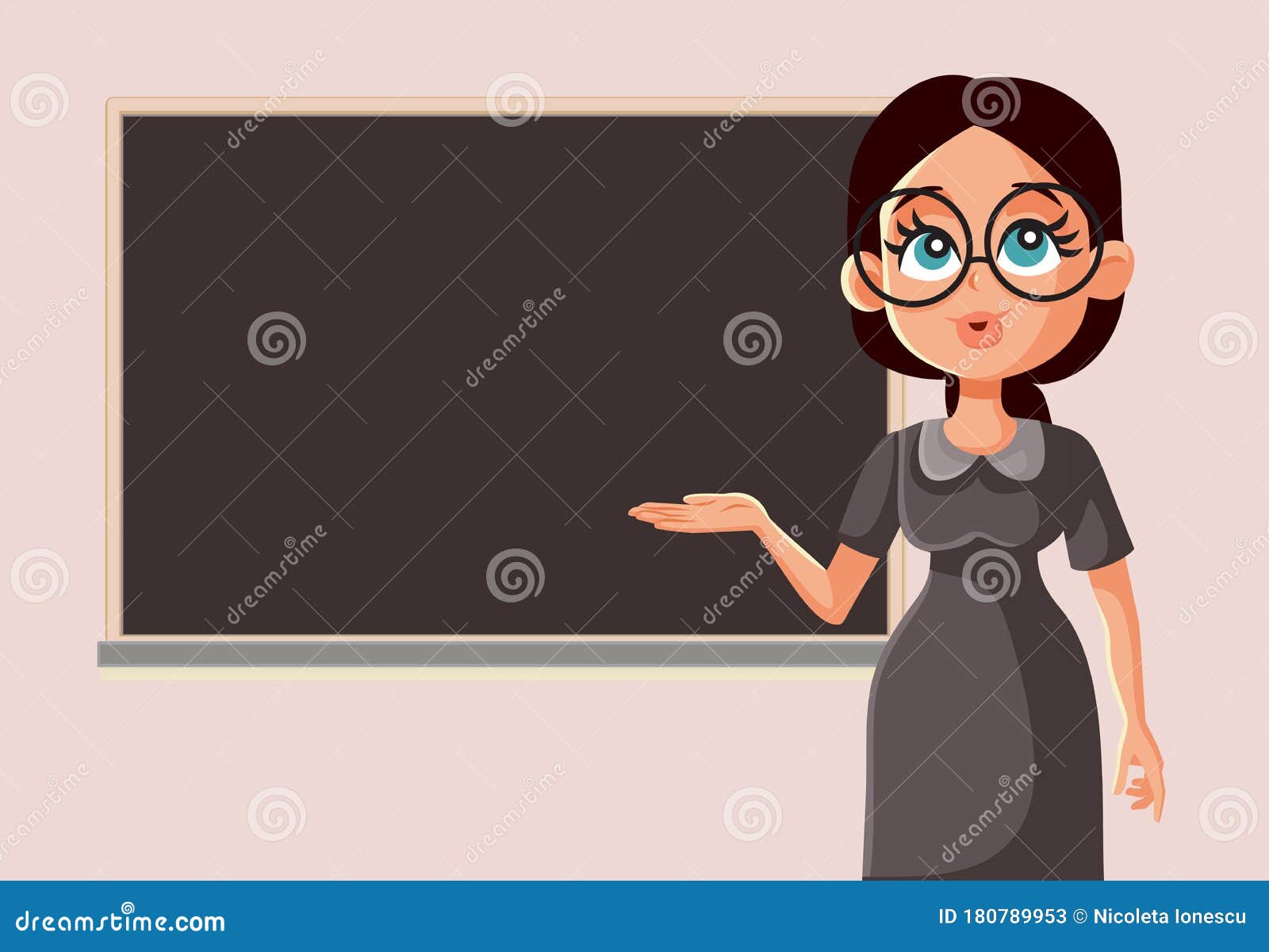 Female Teacher in Front of a Blackboard Vector Character Stock Vector ...