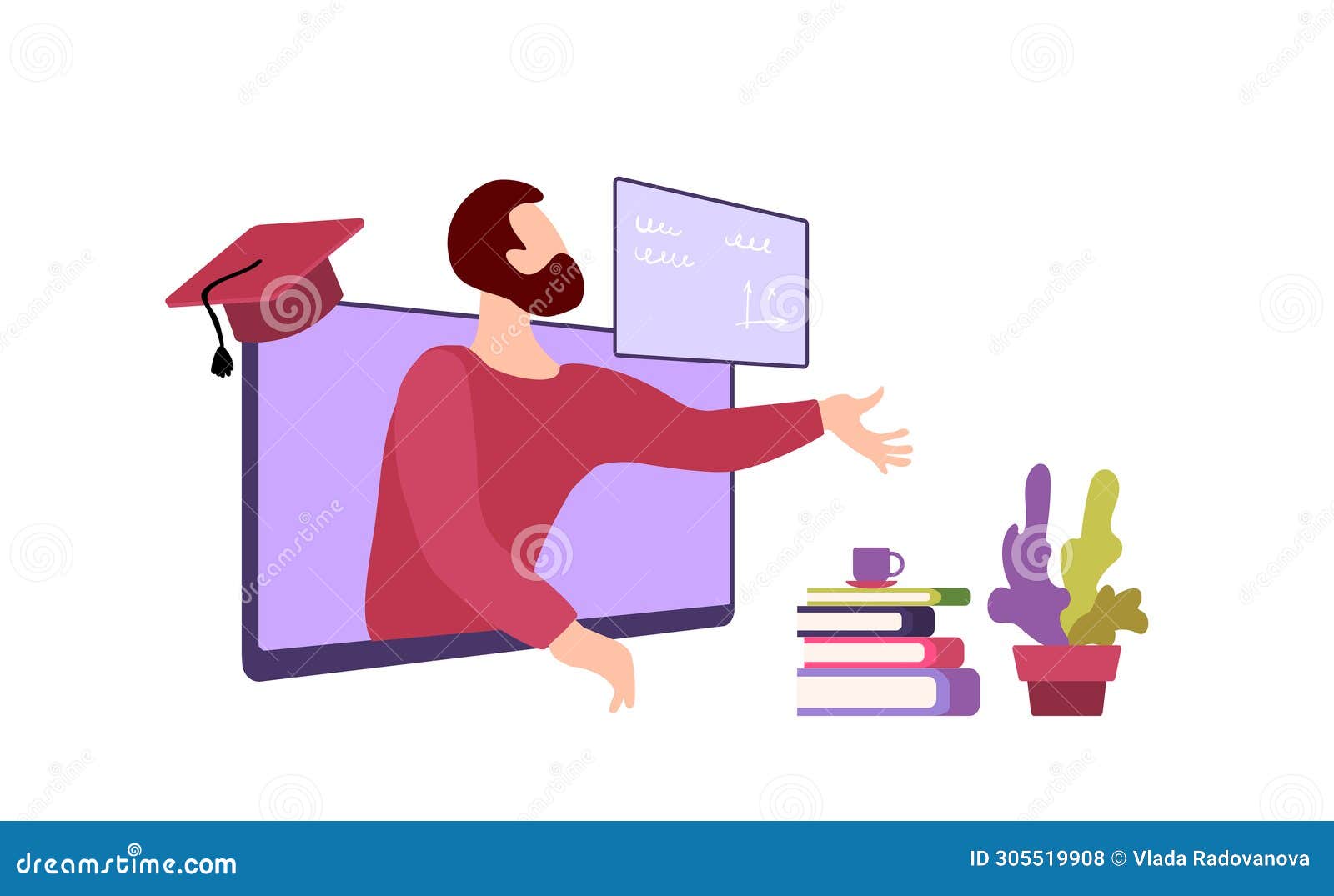 The Professor is Teaching a Lesson Online. Online Learning. Inspired ...