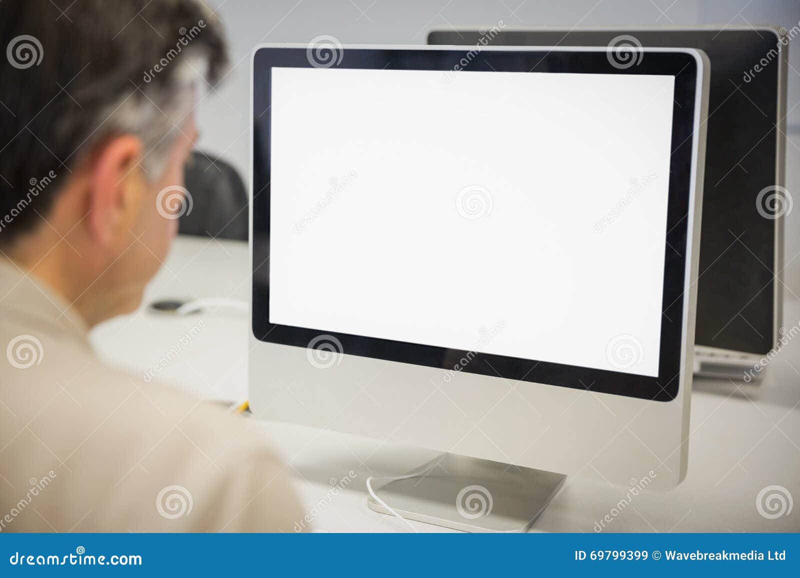 Professor using computer stock image. Image of mature - 69799399