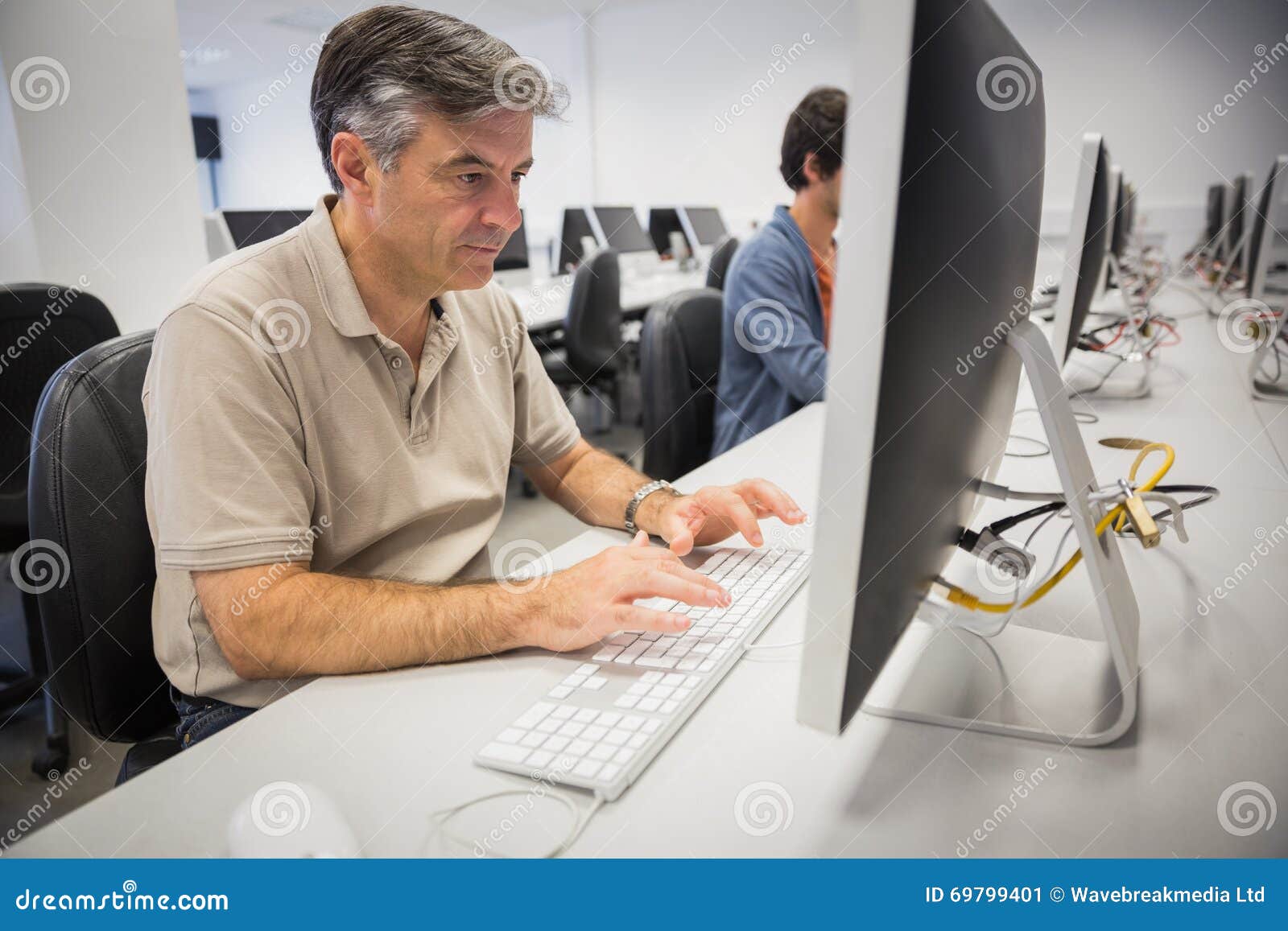 Professor using computer stock image. Image of adult - 69799401