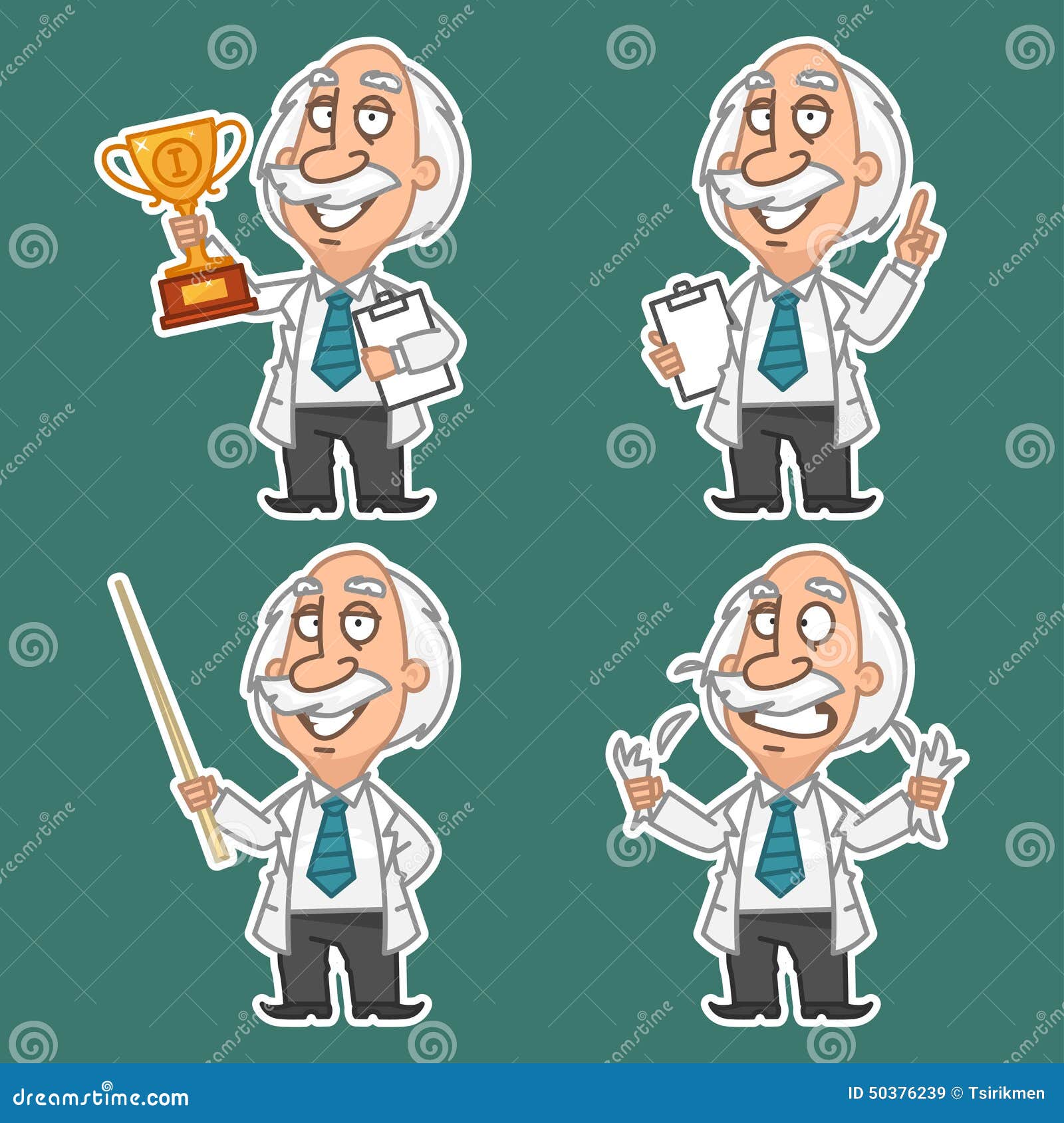 Professor in Various Poses Set Stickers 1 Stock Vector - Illustration ...