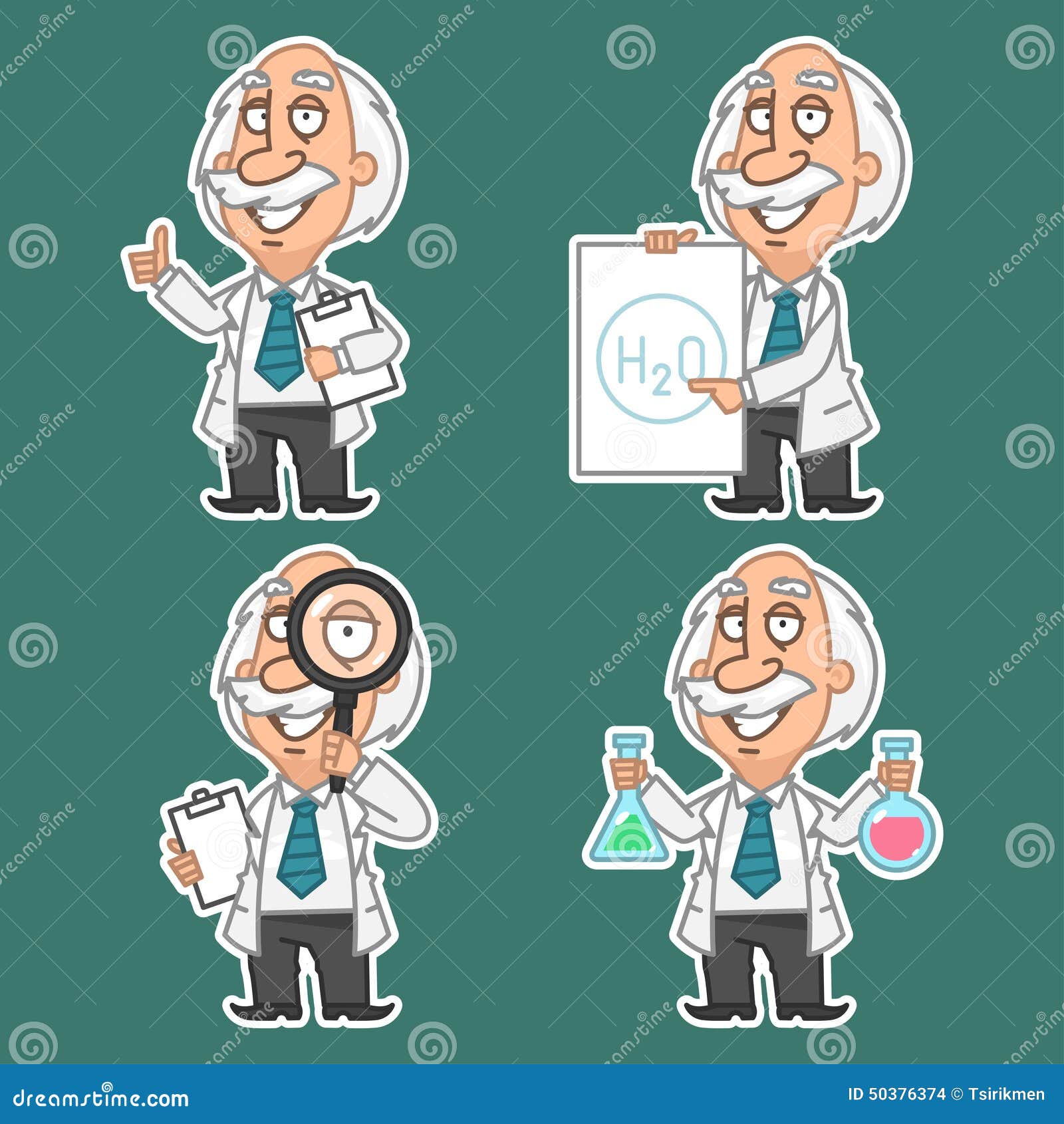 Professor in Various Poses Set Stickers 2 Stock Vector - Illustration ...