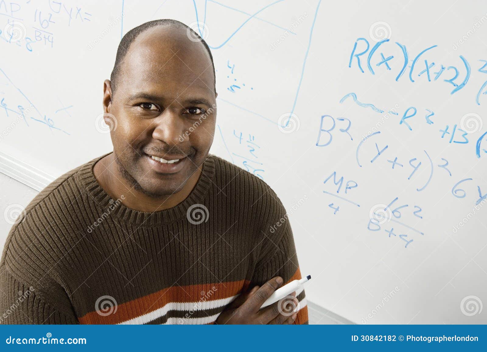 Professor by Whiteboard with Equations Stock Photo - Image of high ...