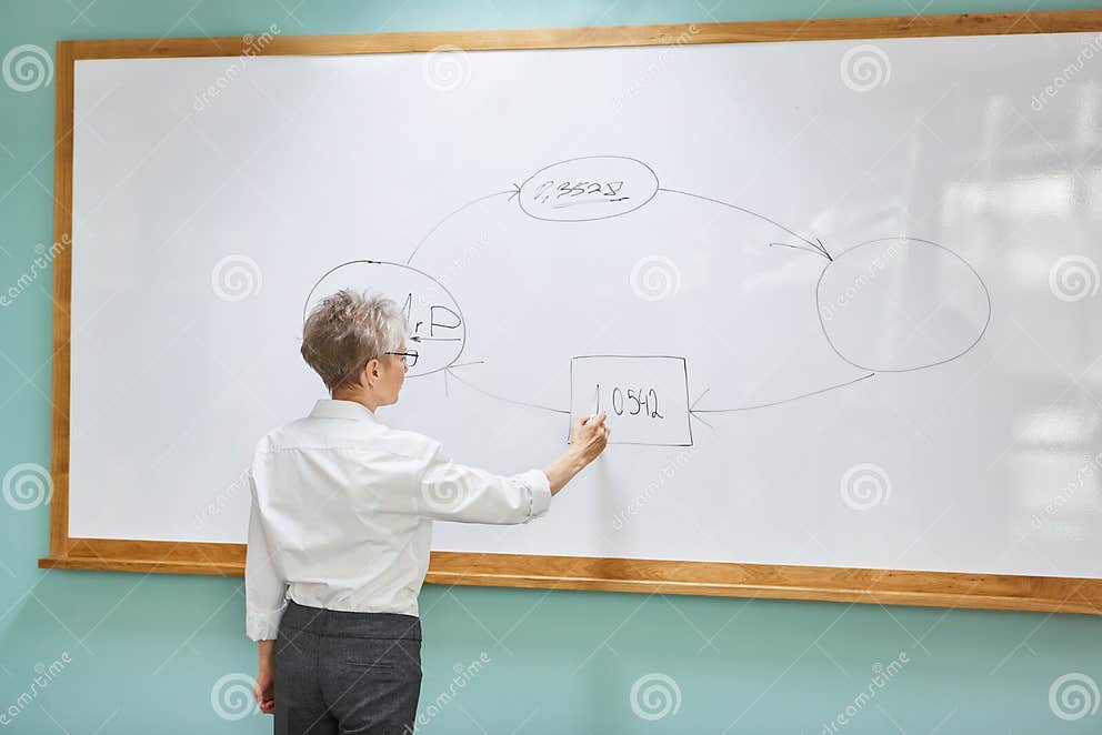 Professor at the Whiteboard in a Lecture Stock Image - Image of ...