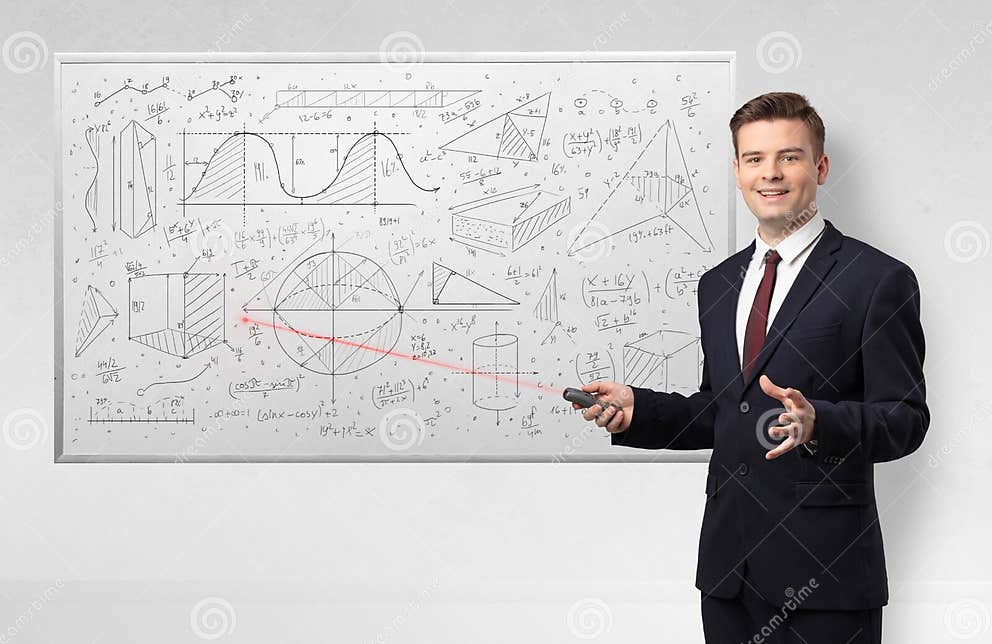 Professor on Whiteboard Teaching Geometry Stock Photo - Image of ...