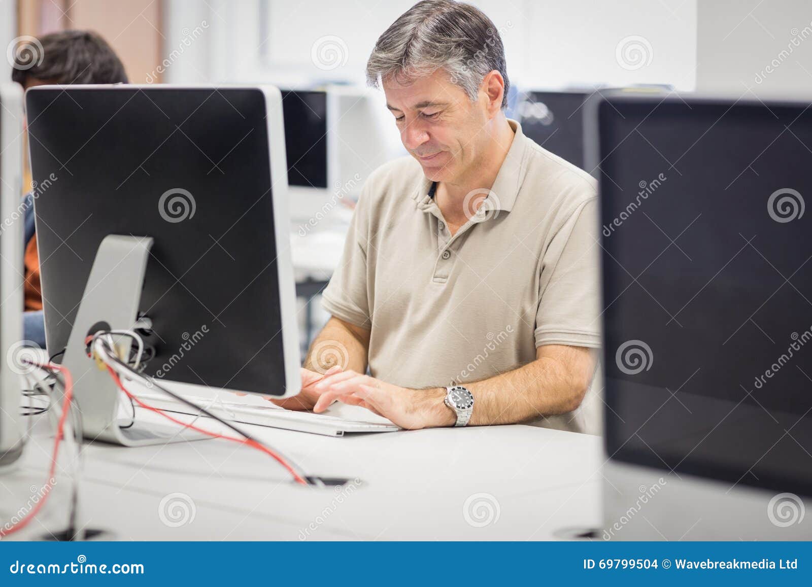 Professor Working on Computer Stock Photo - Image of caucasian, lecture ...