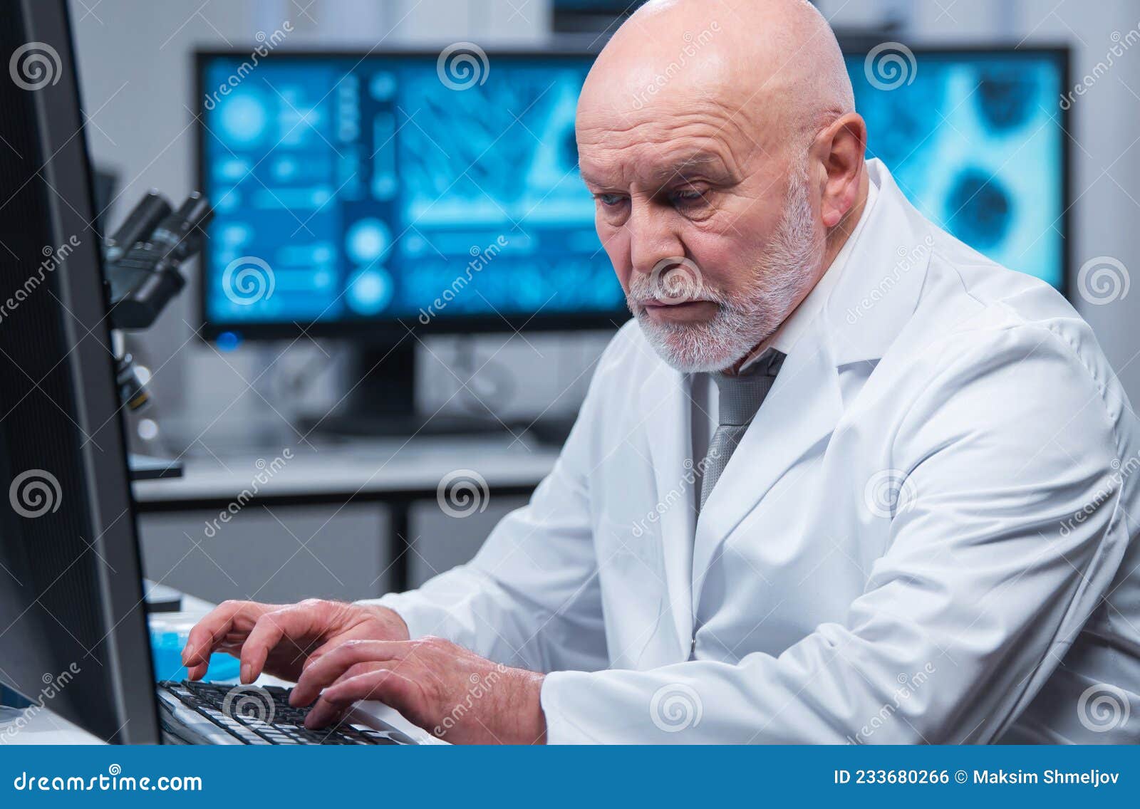 Professor Works in a Modern Scientific Laboratory Using Equipment and ...