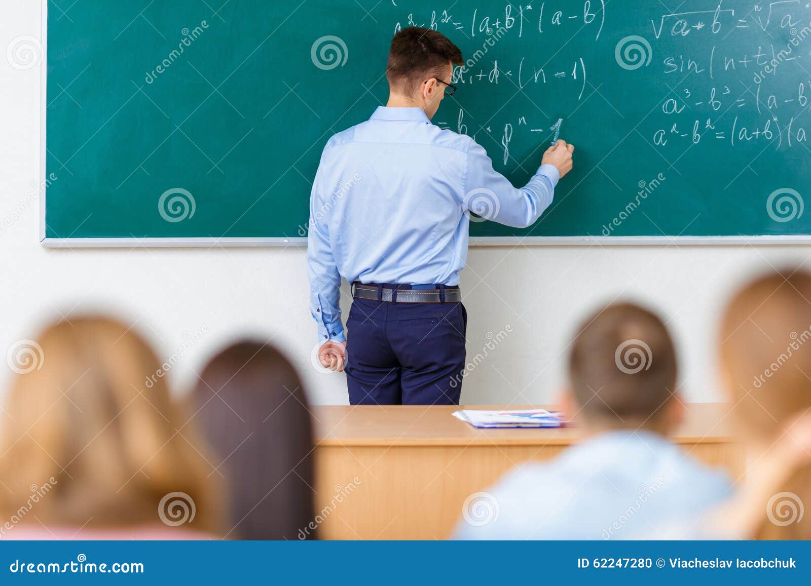 Professor Writing on the Chalkboard Stock Photo - Image of beautiful ...