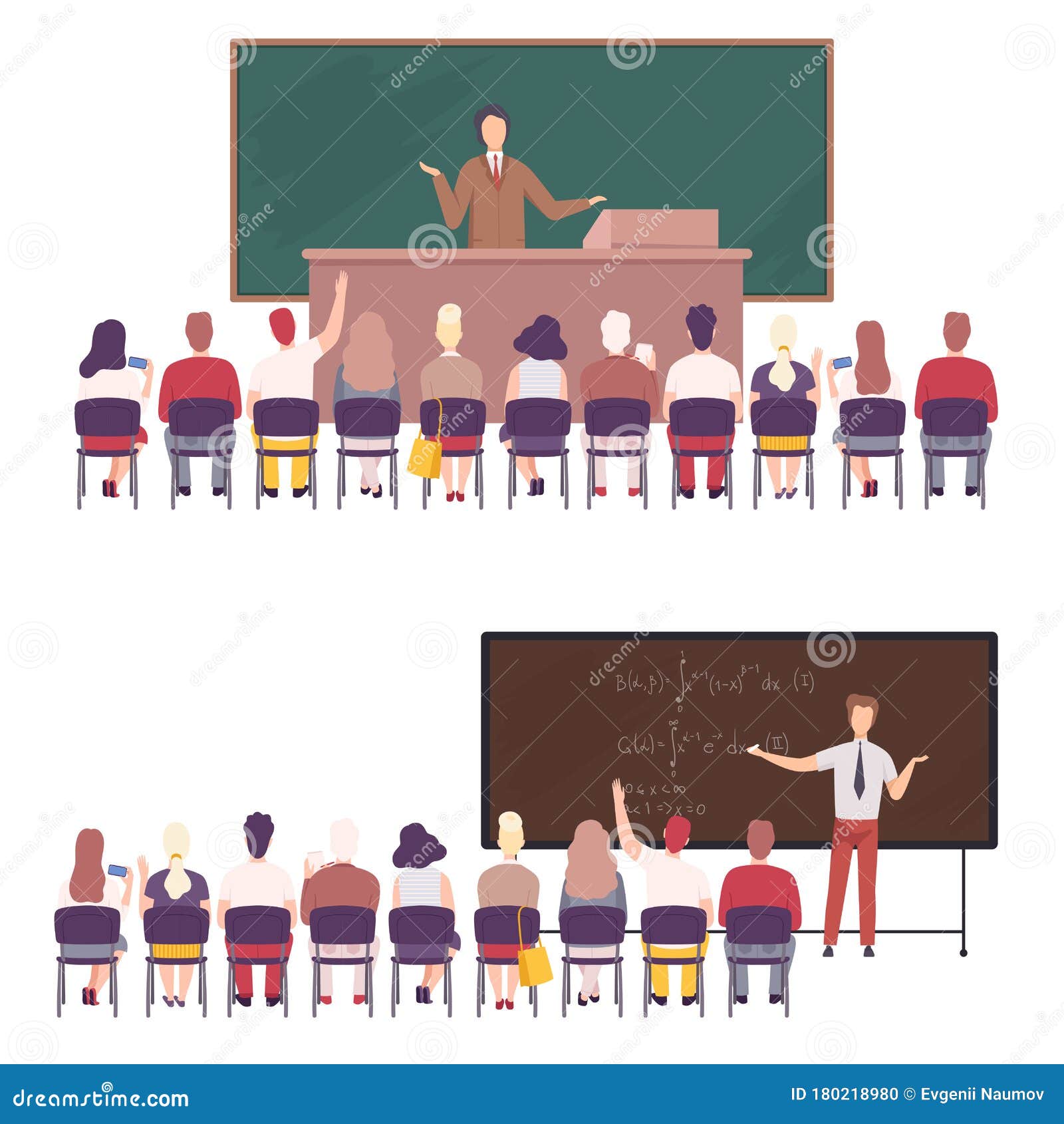 Professors Giving Task, Explaining Seminar, Lecture To Students Sitting ... Professors Giving Task, Explaining Seminar, Lecture To Students Sitting ...