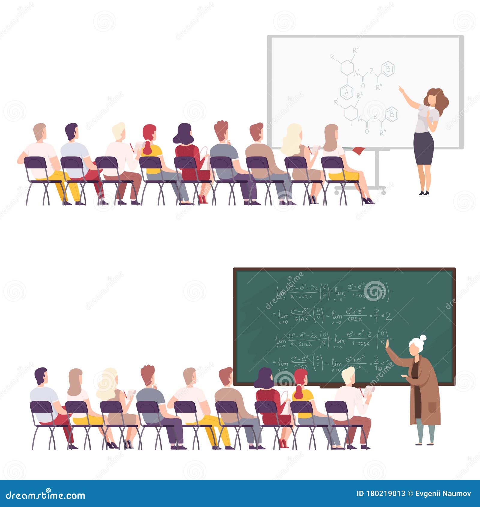 Professors Giving Task, Explaining Seminar, Lecture To Students Sitting ...