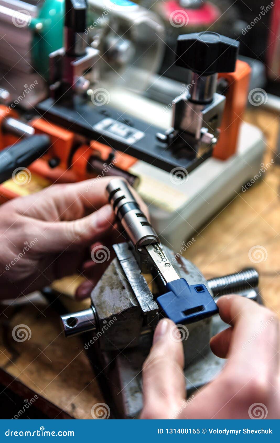 Locksmith Master Repairs Door Lock Cylinder Stock Image - Image of ...