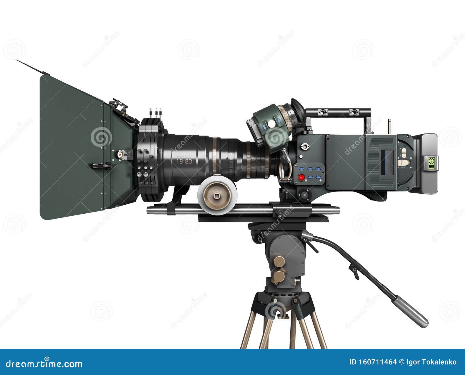 Proffesional Video Camera 3d Render on White Stock Illustration ...