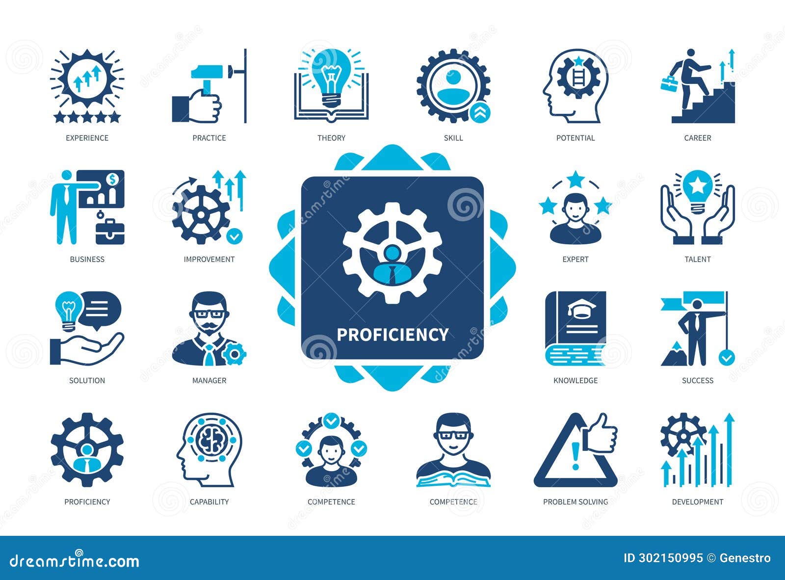 Proficiency solid icon set stock illustration. Illustration of capacity ...