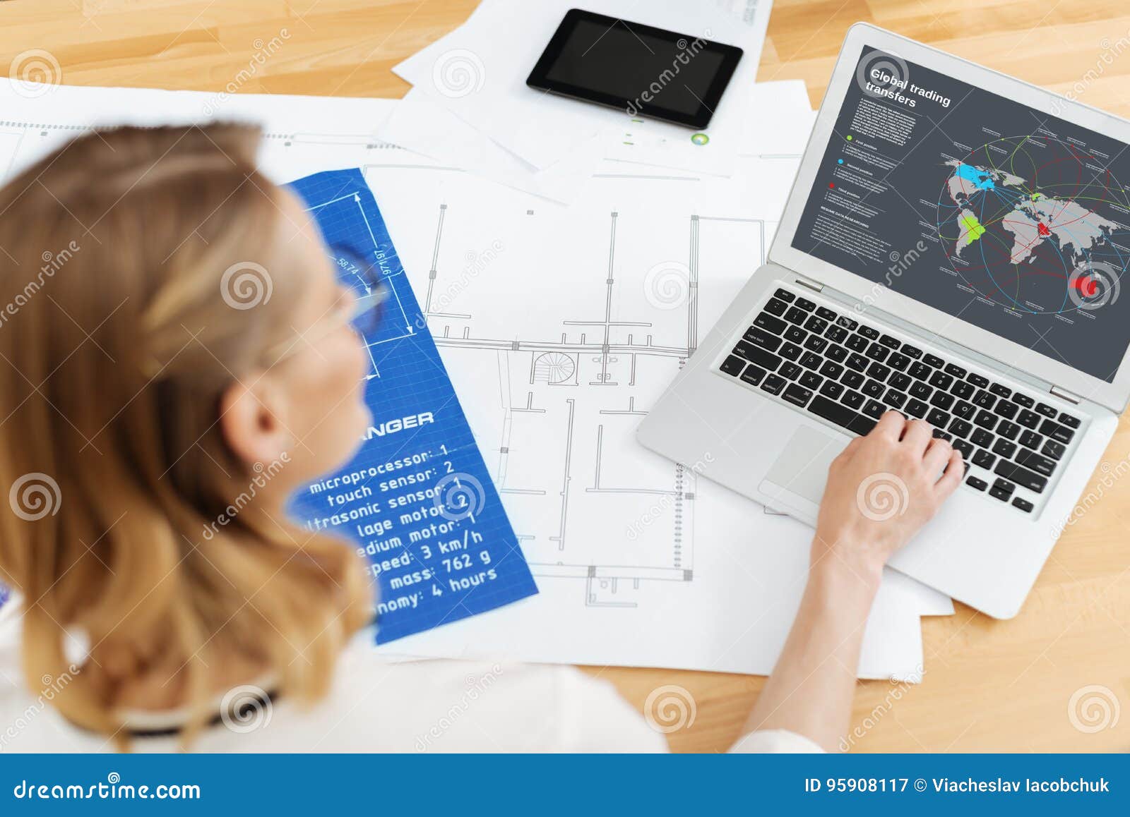 Proficient Engineer Using Electronic Gadgets at Work Stock Image ...