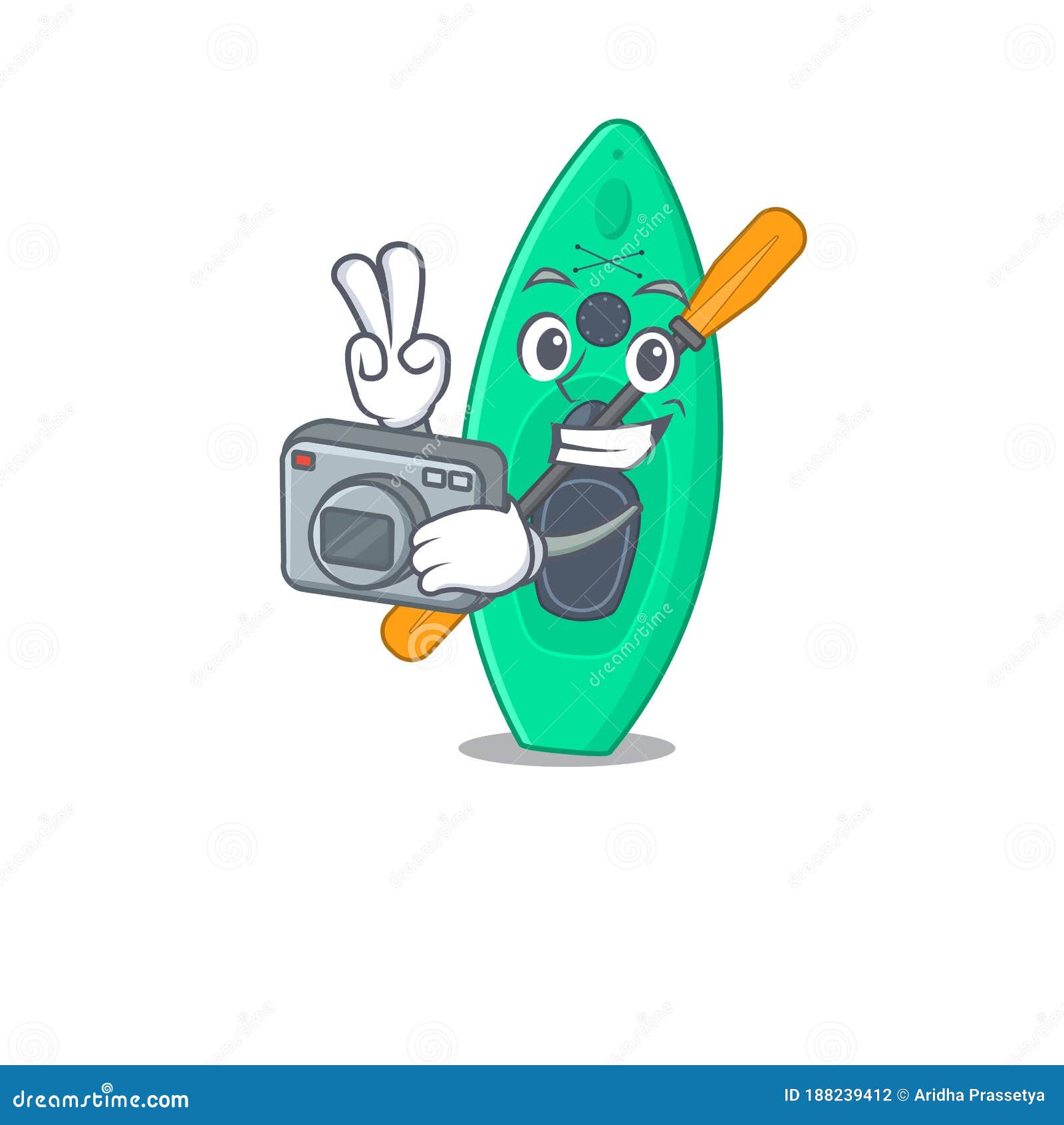 A Proficient Photographer Canoe Cartoon Design Concept Working with ...