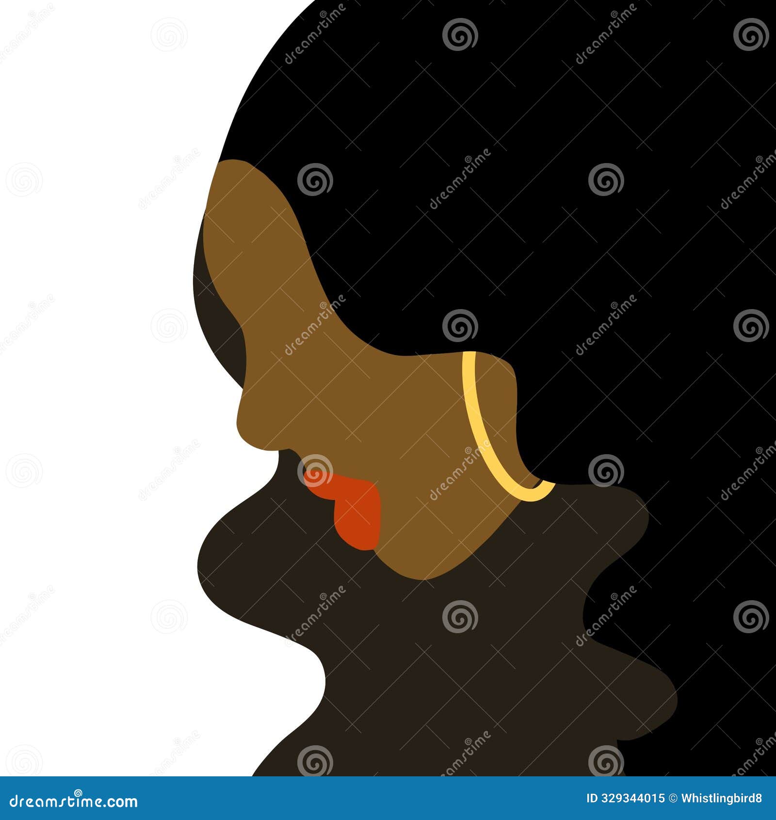 Profil Of Afro Black Woman Cute Dark Skinned Girl Stock Illustration