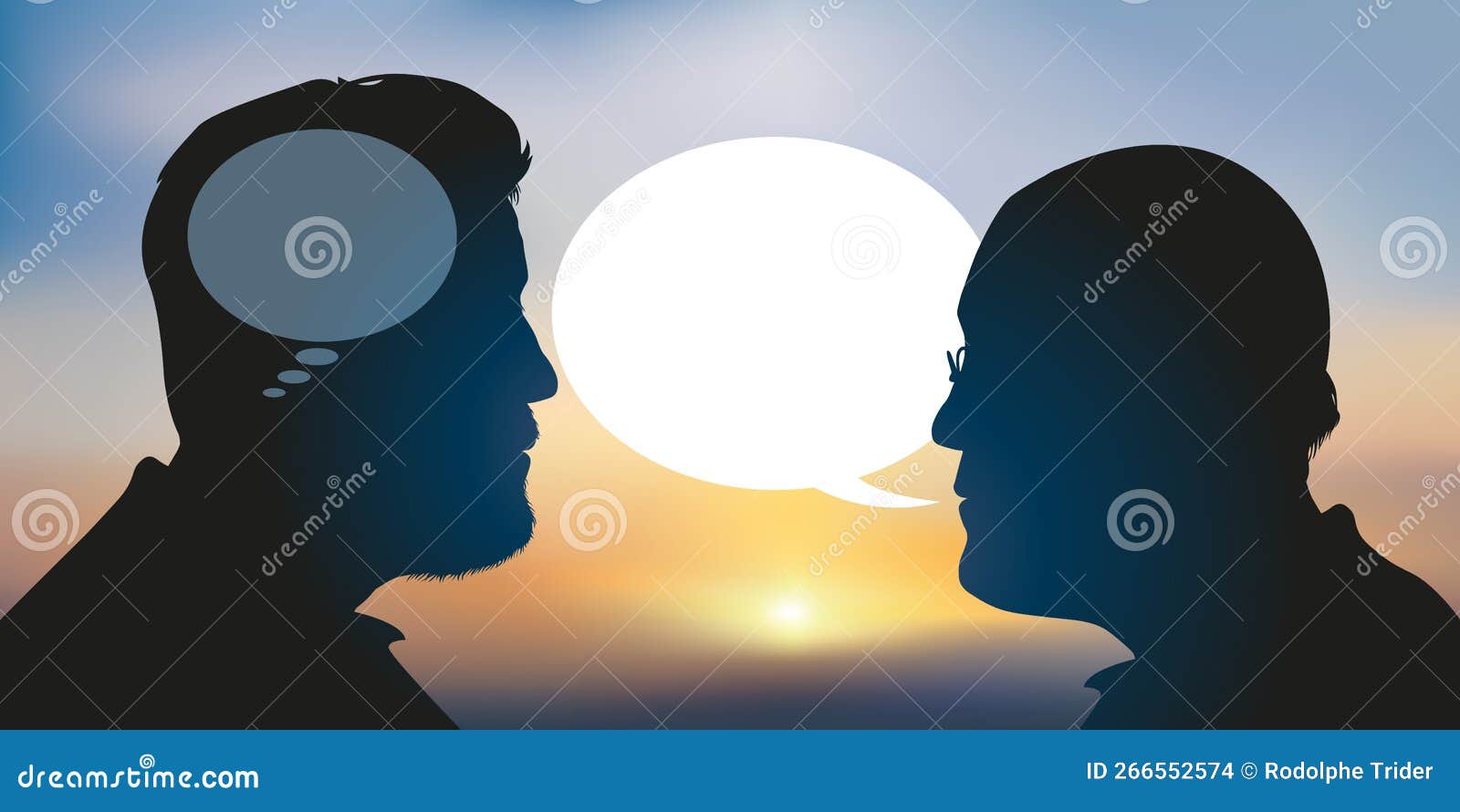 Face-to-face Discussion between Two Men of Different Generations. Stock ...