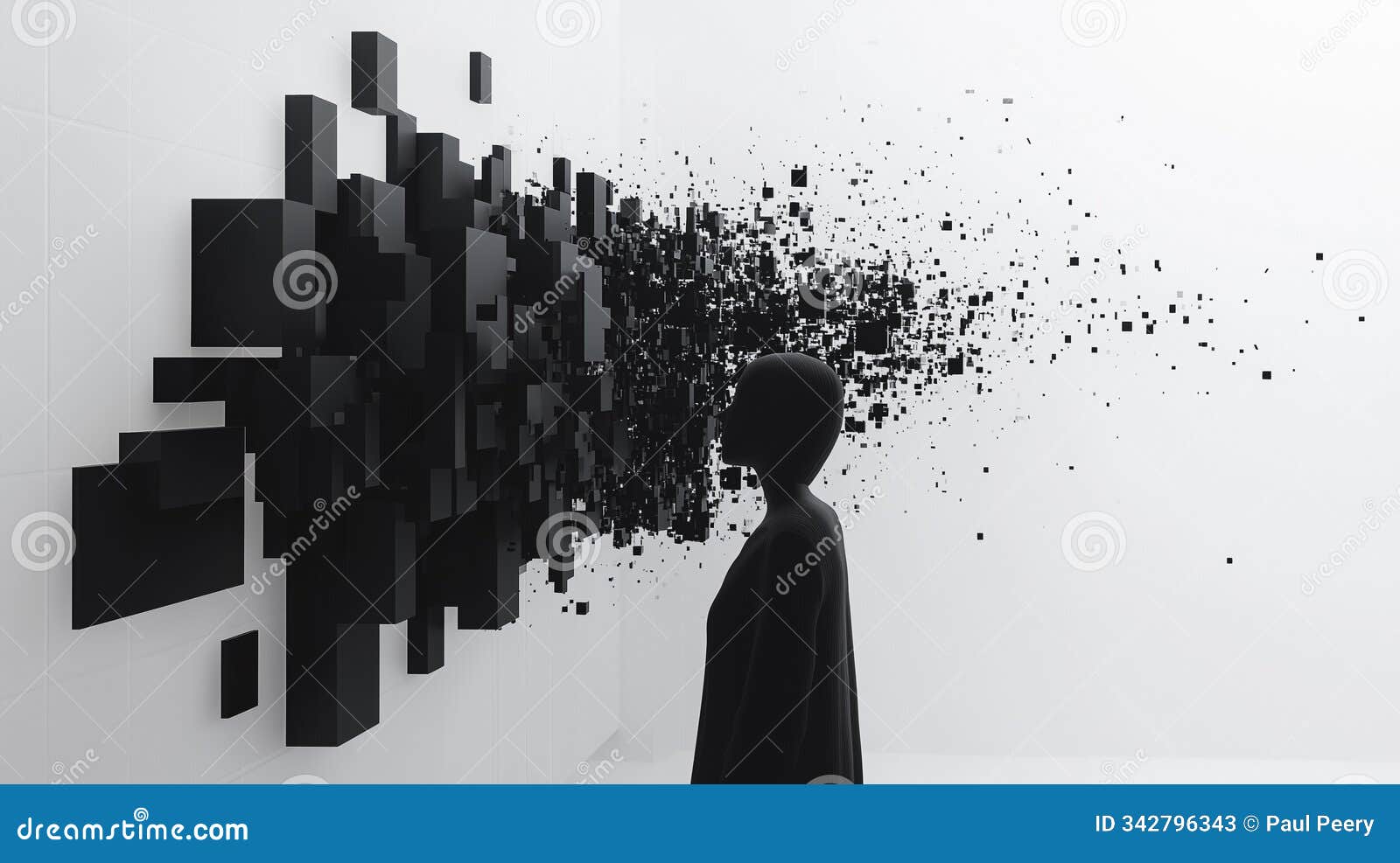 Profile of Abstract Human Facing Digital Block Flow Stock Illustration ...
